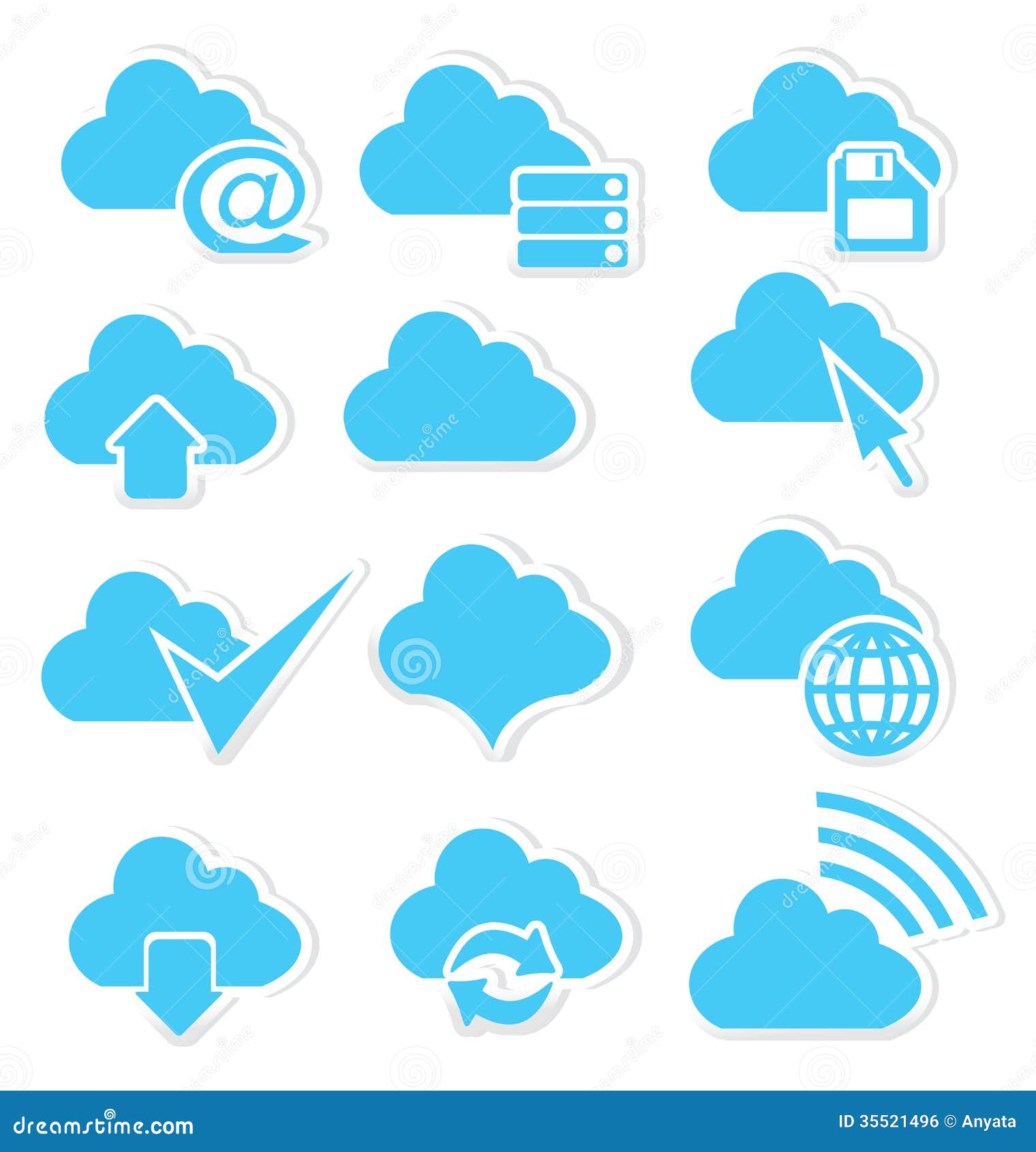 Cloud icon set internet stock vector. Illustration of symbol - 35521496