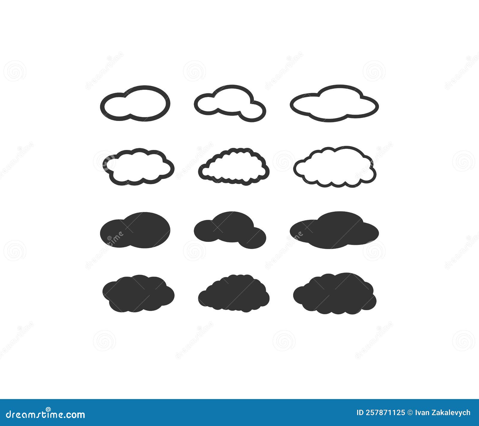 Cloud Icon Set. Sky Symbol. Sign Bubble Vector Stock Vector ...