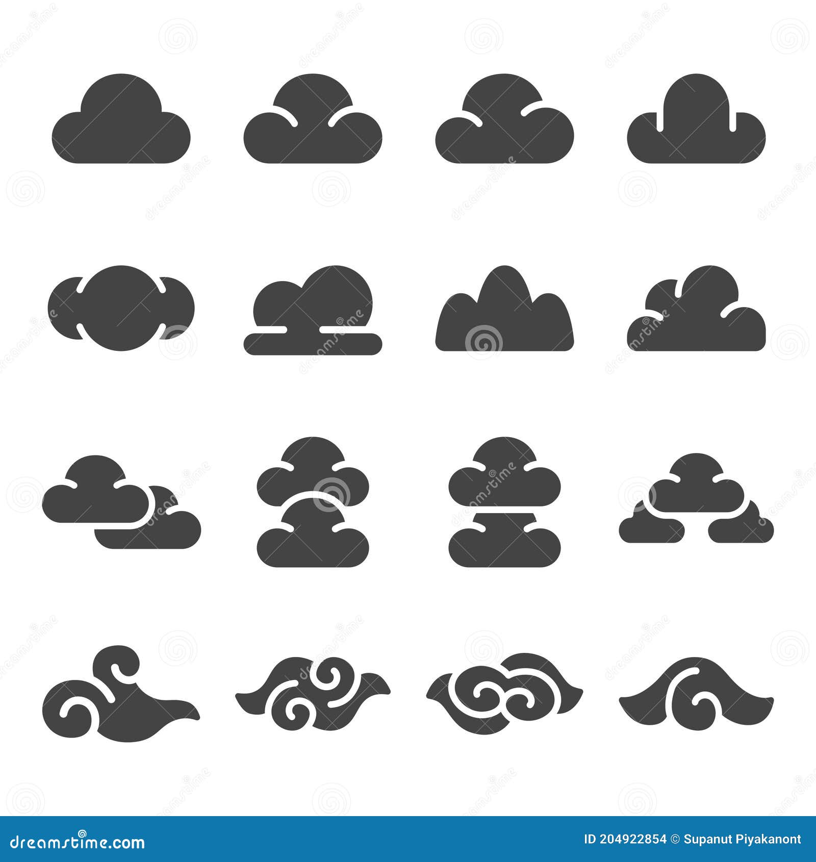 Cloud icon set stock vector. Illustration of business - 204922854