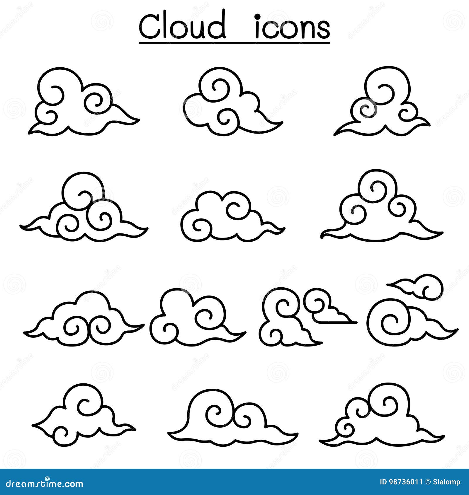 Cloud Icon Set in Thin Line Style Stock Vector - Illustration of ... Cloud Icon Set in Thin Line Style Stock Vector - Illustration of ...