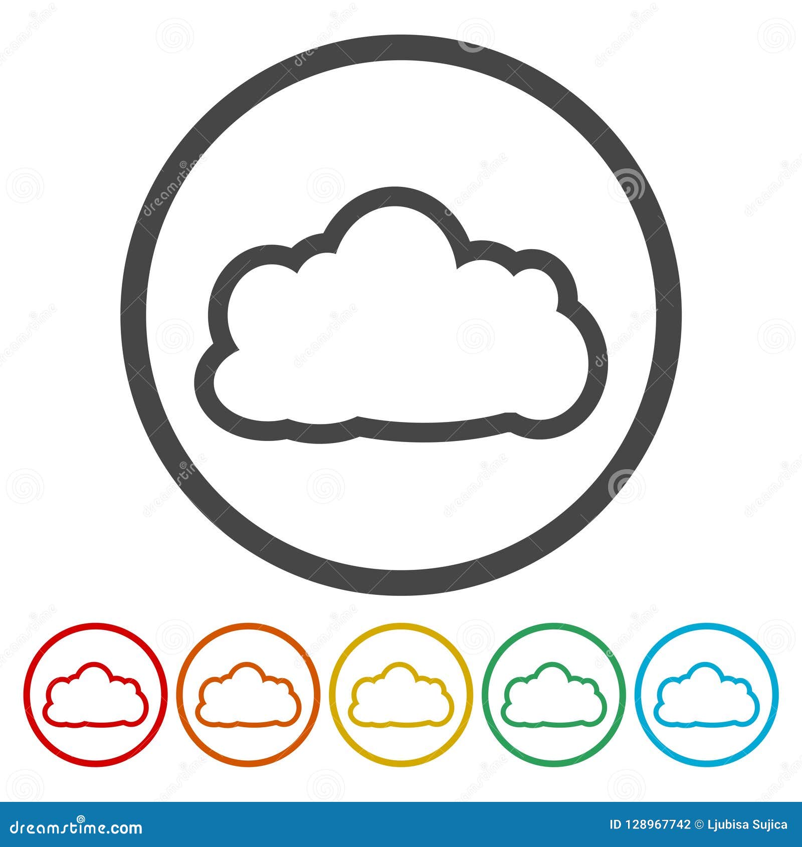 Cloud icon set stock vector. Illustration of circle - 128967742