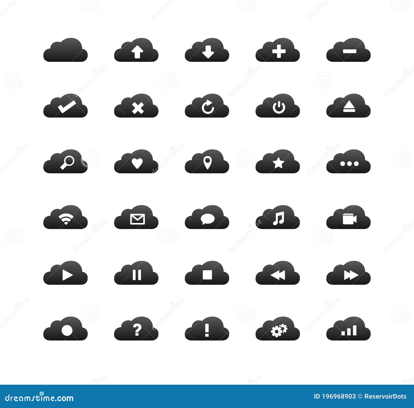 Cloud Icon Set stock vector. Illustration of cloud, internet - 196968903