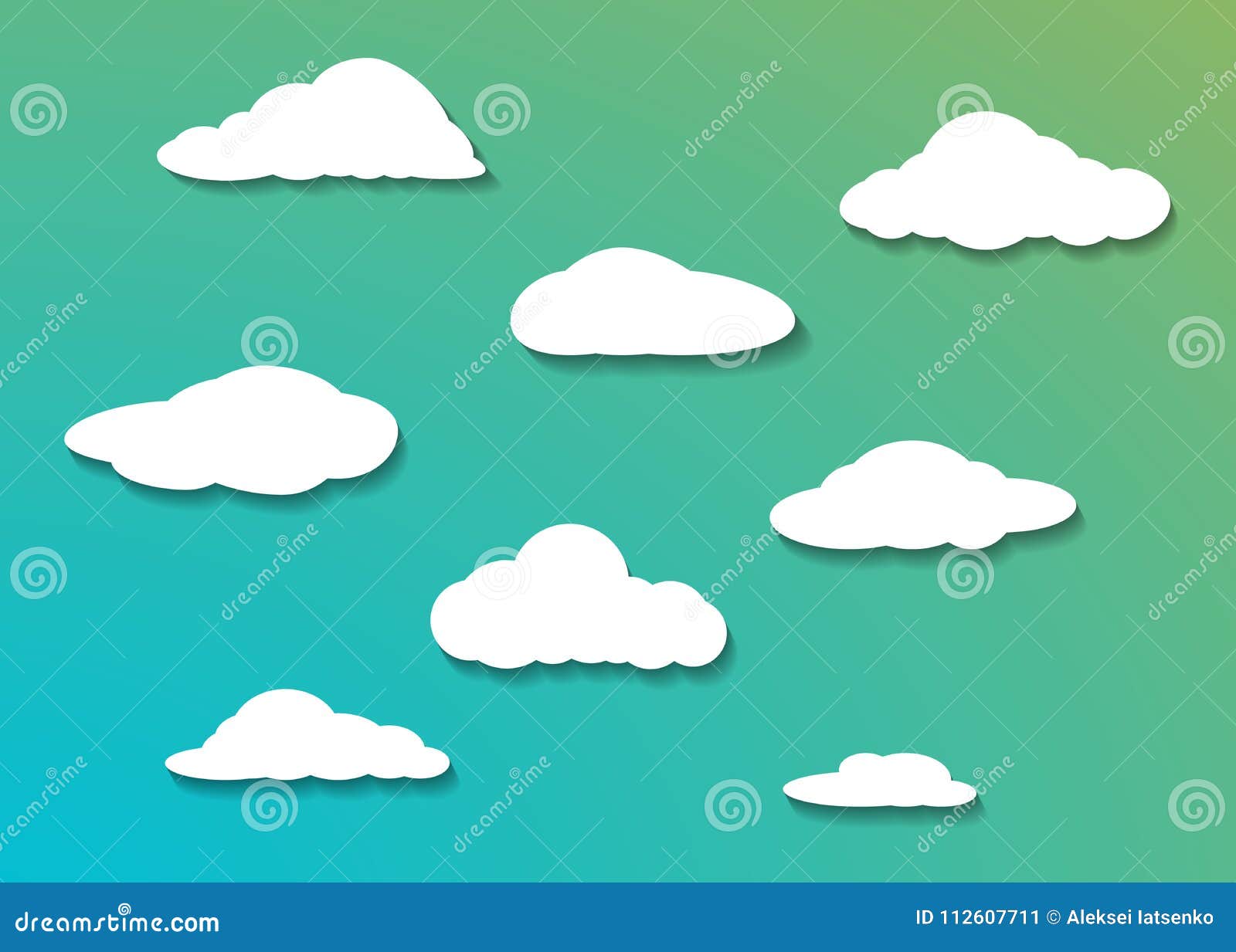 Cloud Icon Set Vector Illustration Gradient Shadow Stock Vector ...