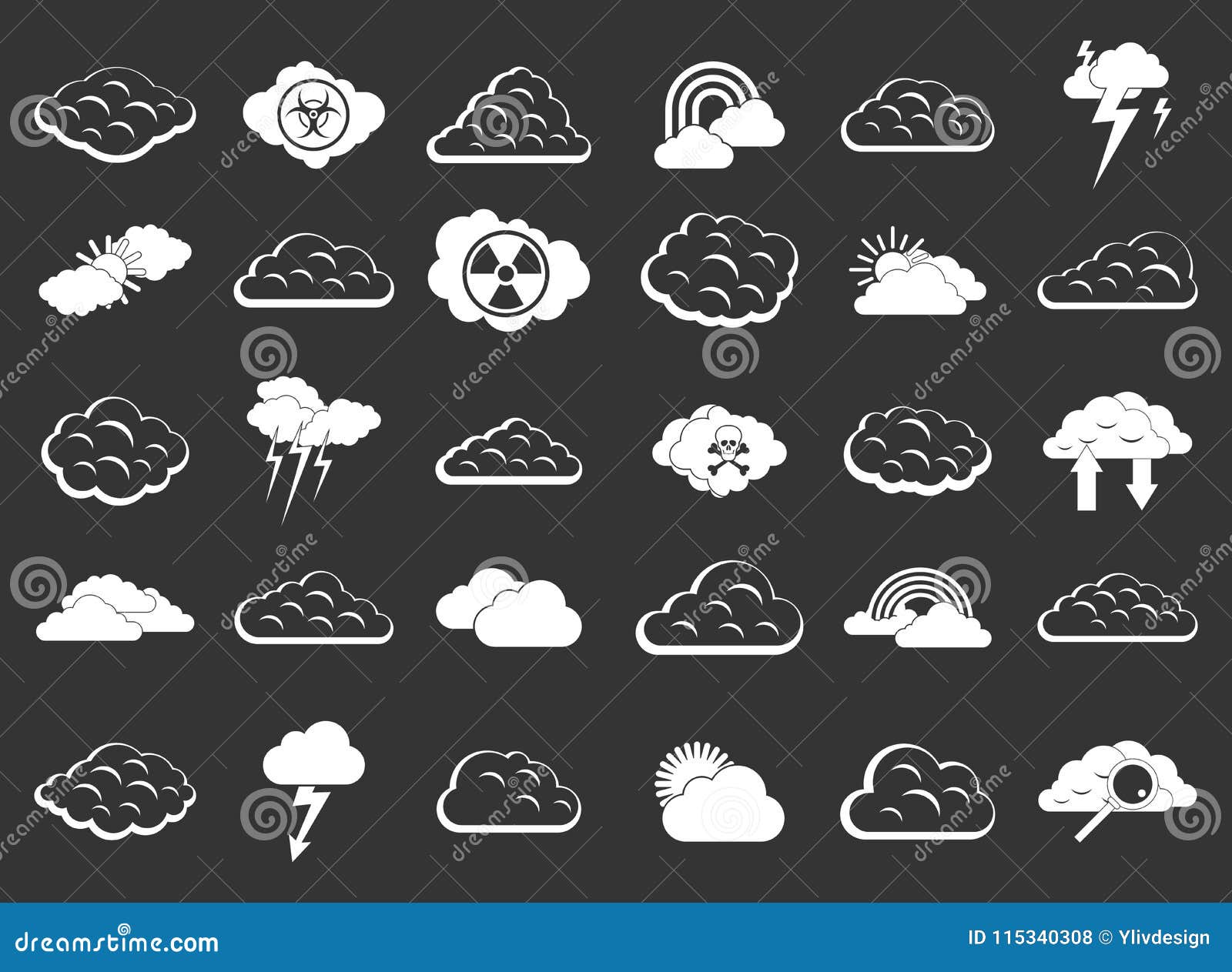 Cloud icon set grey vector stock vector. Illustration of icon - 115340308