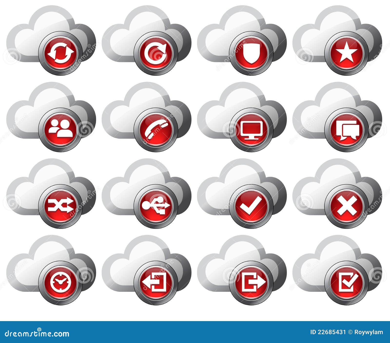 Set Of Cloud Icons On Grey Background. Collection Of Different Cloud ...