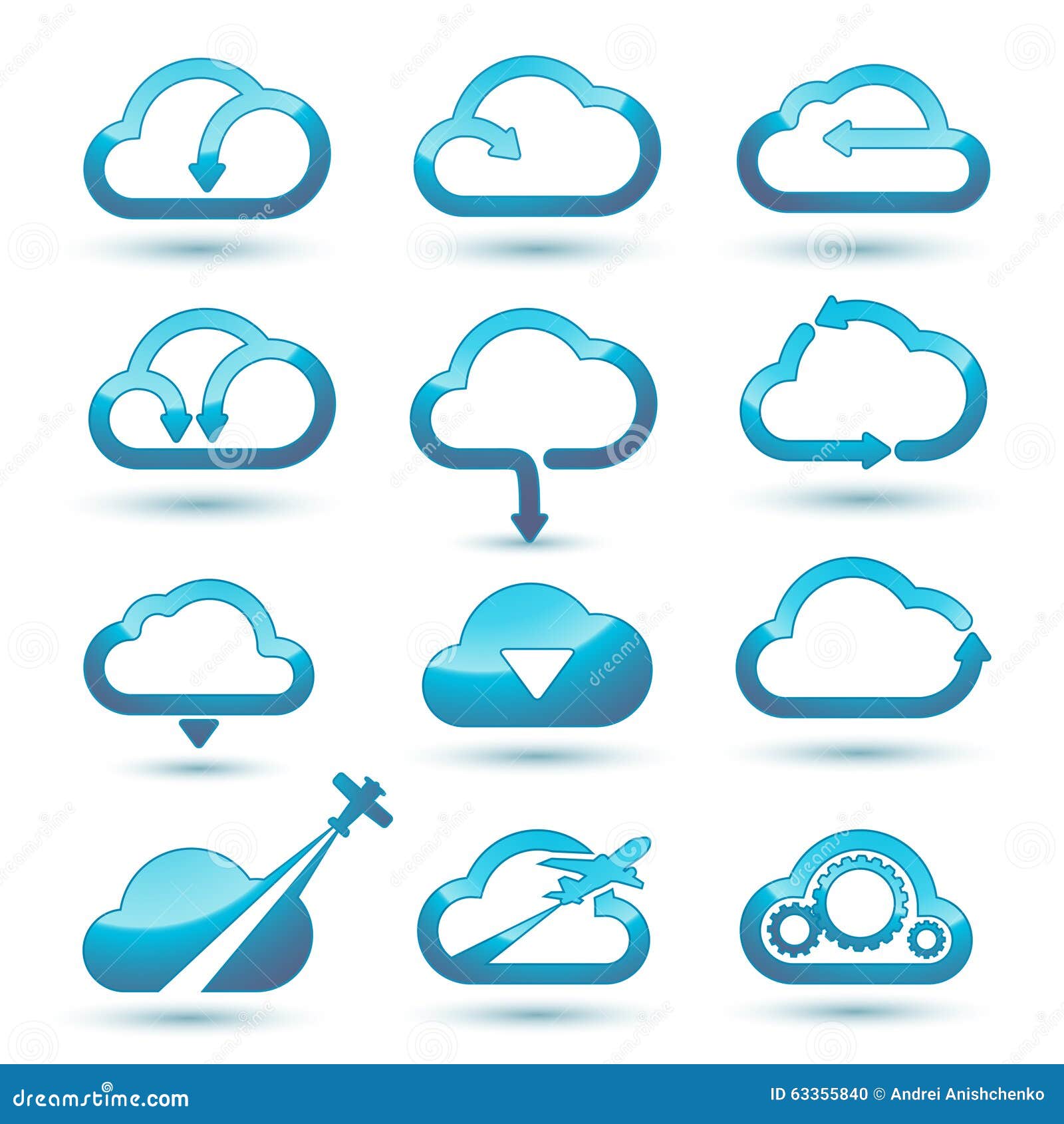 Cloud icons set stock vector. Illustration of computing - 63355840