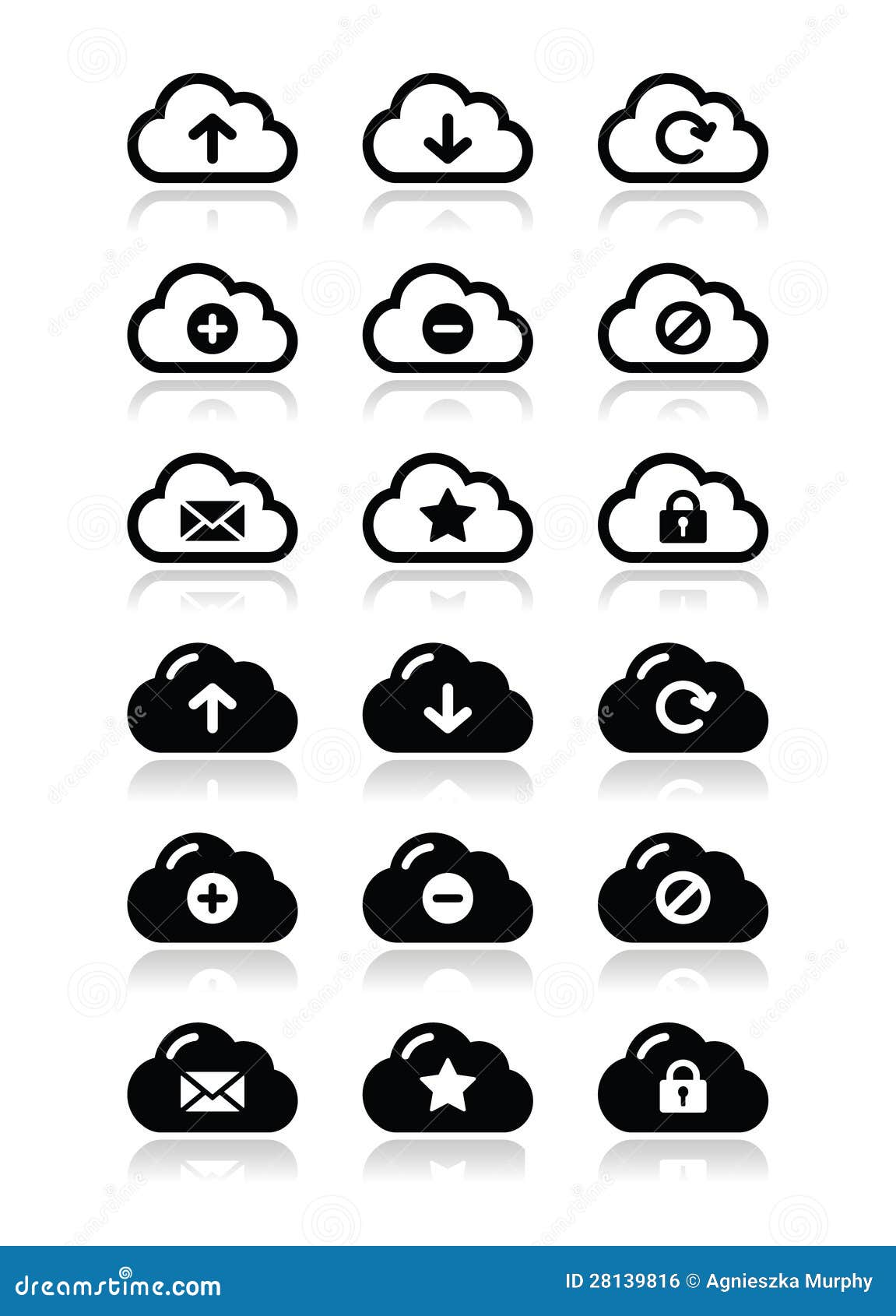 Cloud icons set for web stock illustration. Illustration of datacenter ...