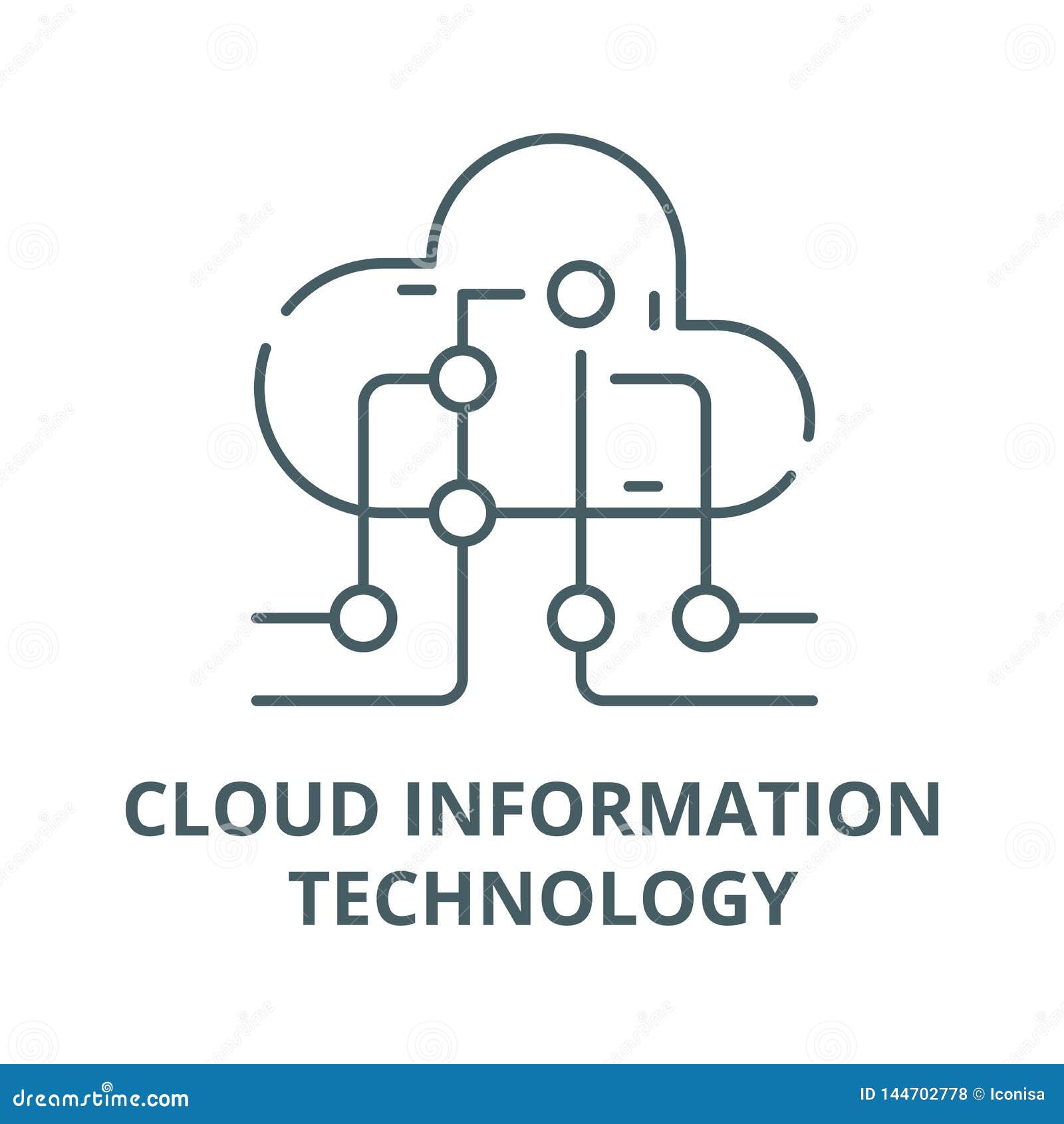 Cloud Information Technology Line Icon, Vector. Cloud Information ...