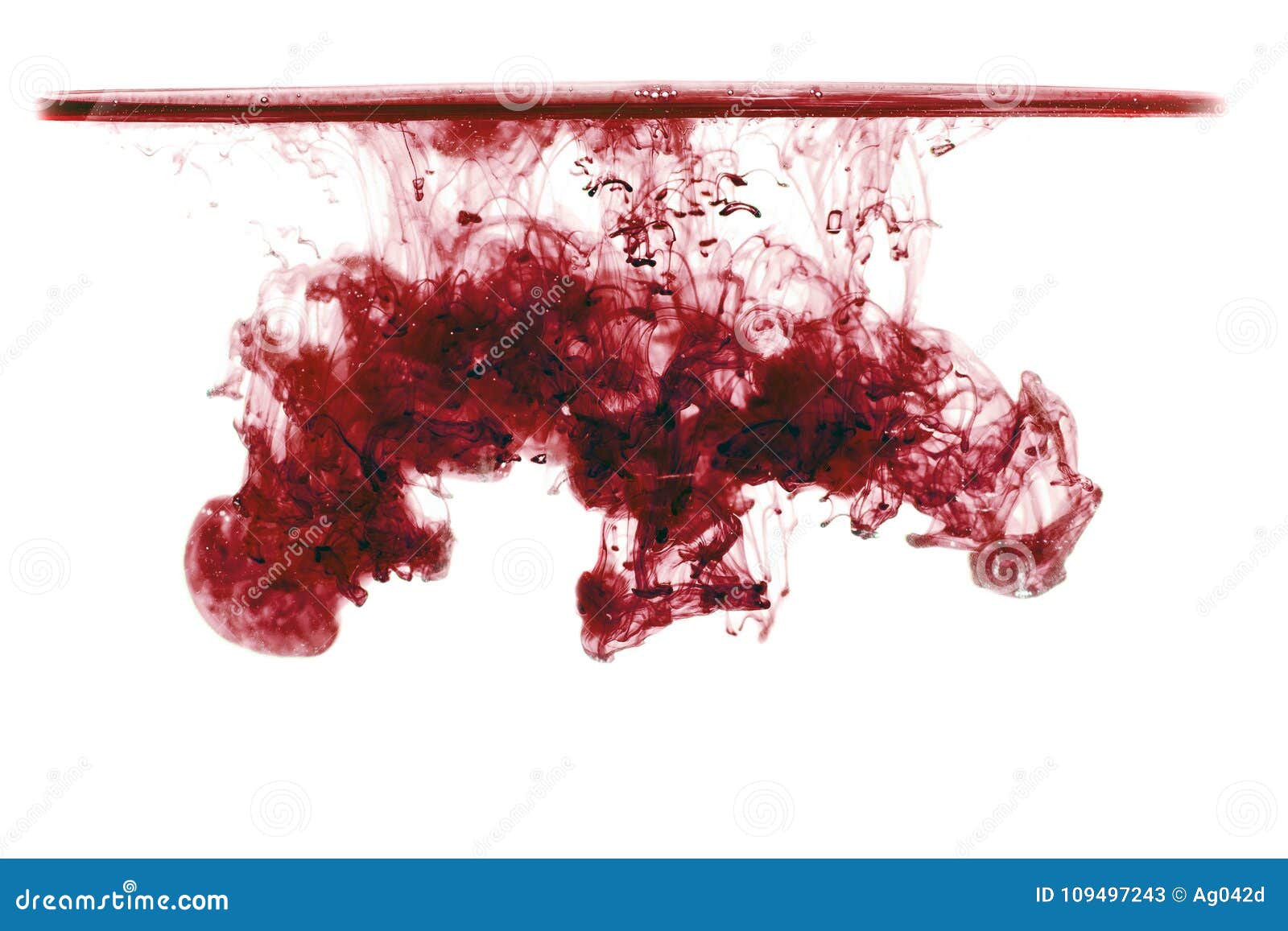 Cloud of Ink Under Water Isolated on White Background. Red Ink in Water ...