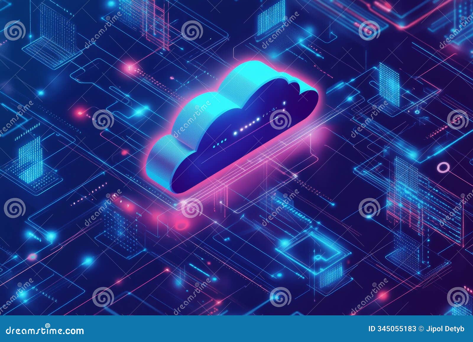 Cloud Integration Architecture in Data Center. Stock Image - Image of ...