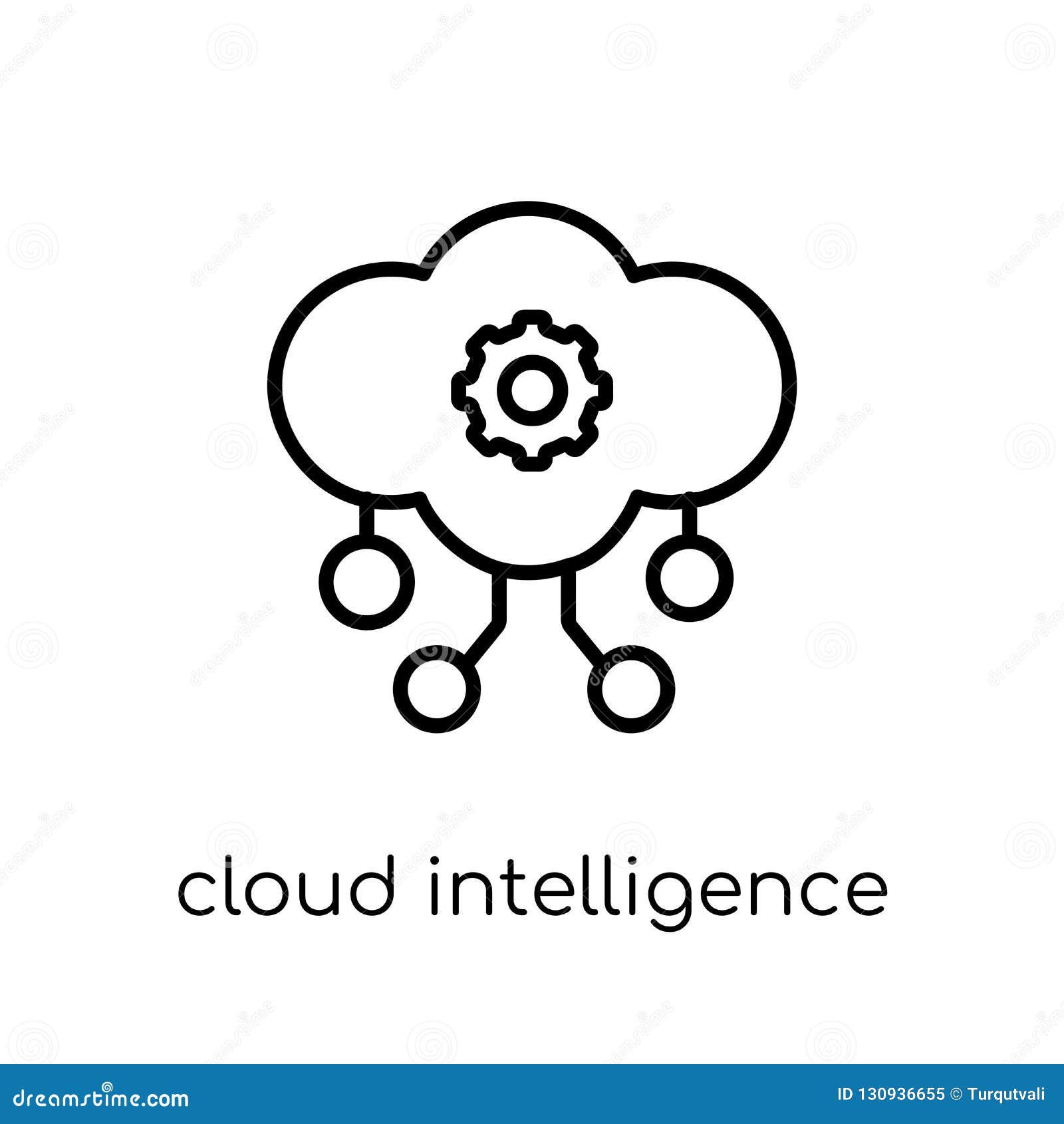 Cloud Intelligence Icon. Trendy Modern Flat Linear Vector Cloud Stock ...
