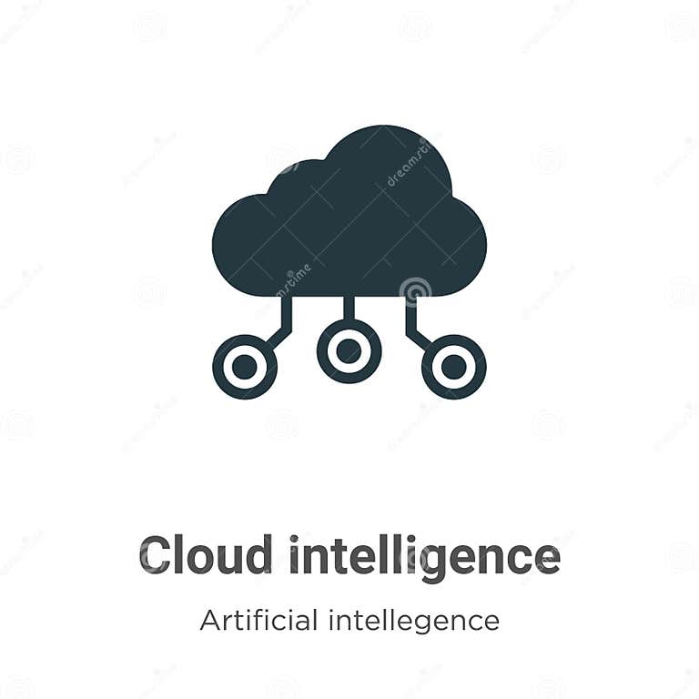 Cloud Intelligence Vector Icon on White Background. Flat Vector Cloud ...