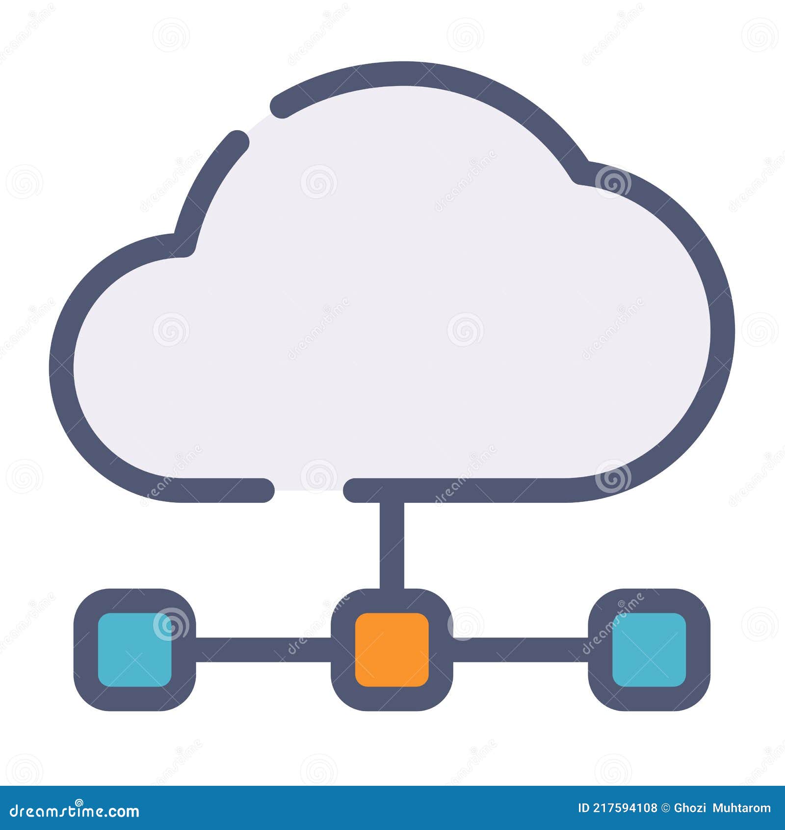 Cloud Internet Connection Network Single Isolated Icon with Flat Dash ...