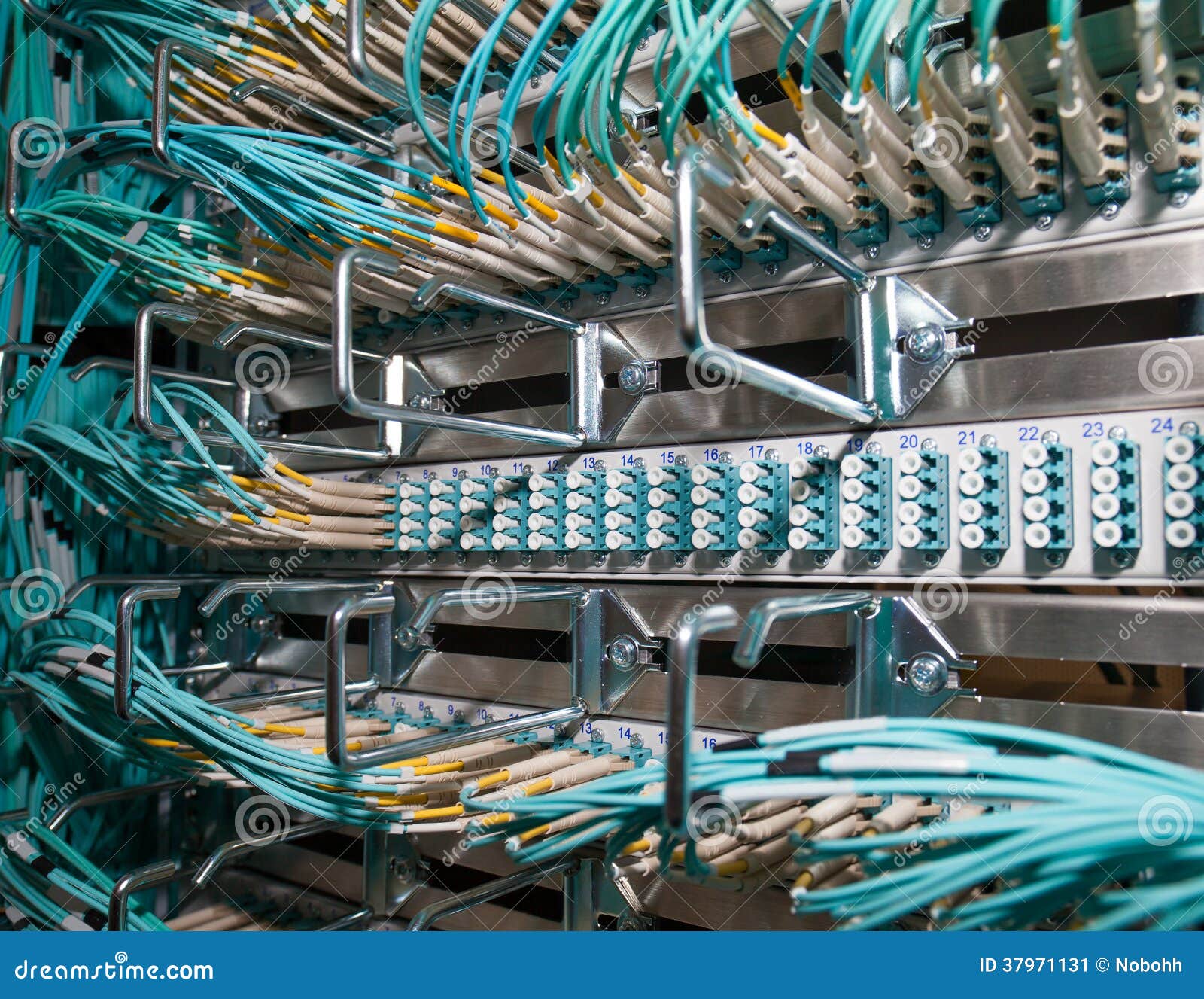 Cloud Internet Opitcal Fiber Connections in a Datadenter Stock Image ...