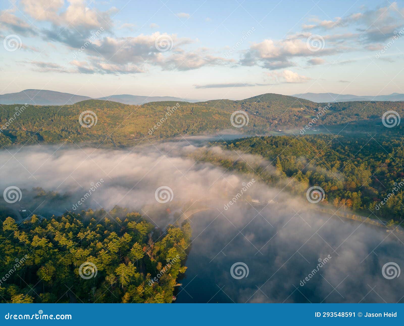 Cloud Inversion Over Little Squam Lake at Sunrise in Fall Stock Image ...