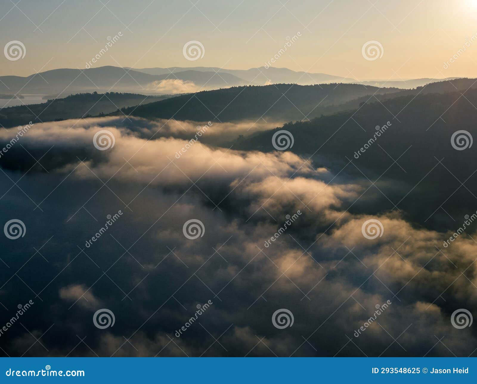 Cloud Inversion Over Little Squam Lake at Sunrise in Fall Stock Image ...