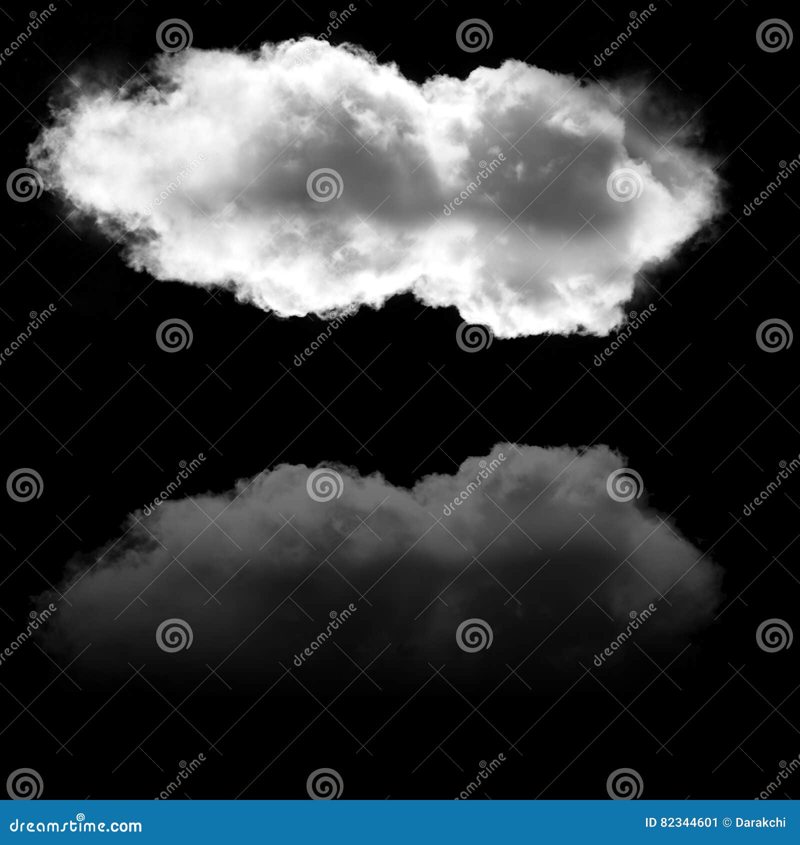 Cloud and Its Reflection Isolated Over Black Background Stock ...