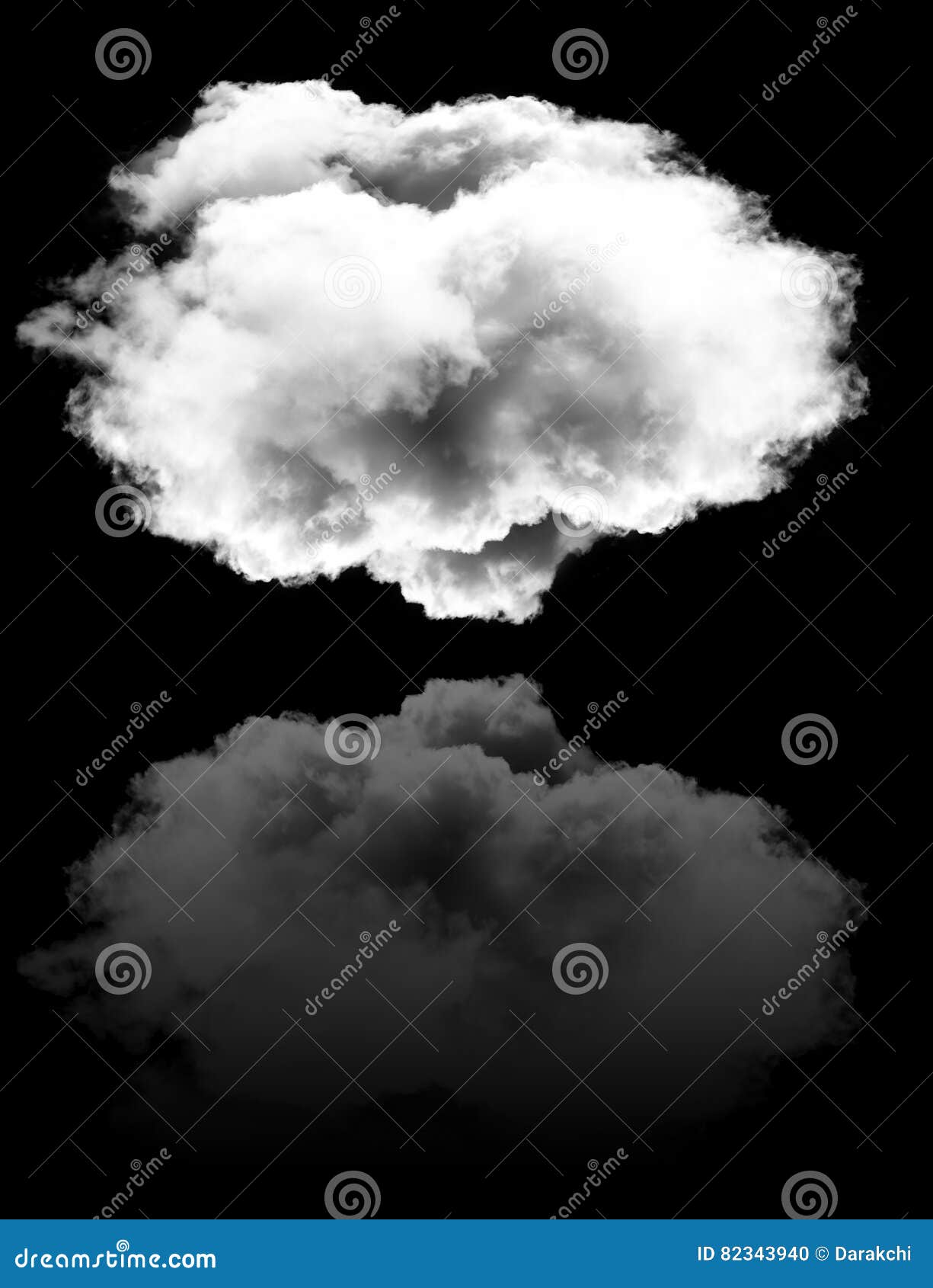 Cloud with Its Reflection Isolated Over Black Background Stock ...