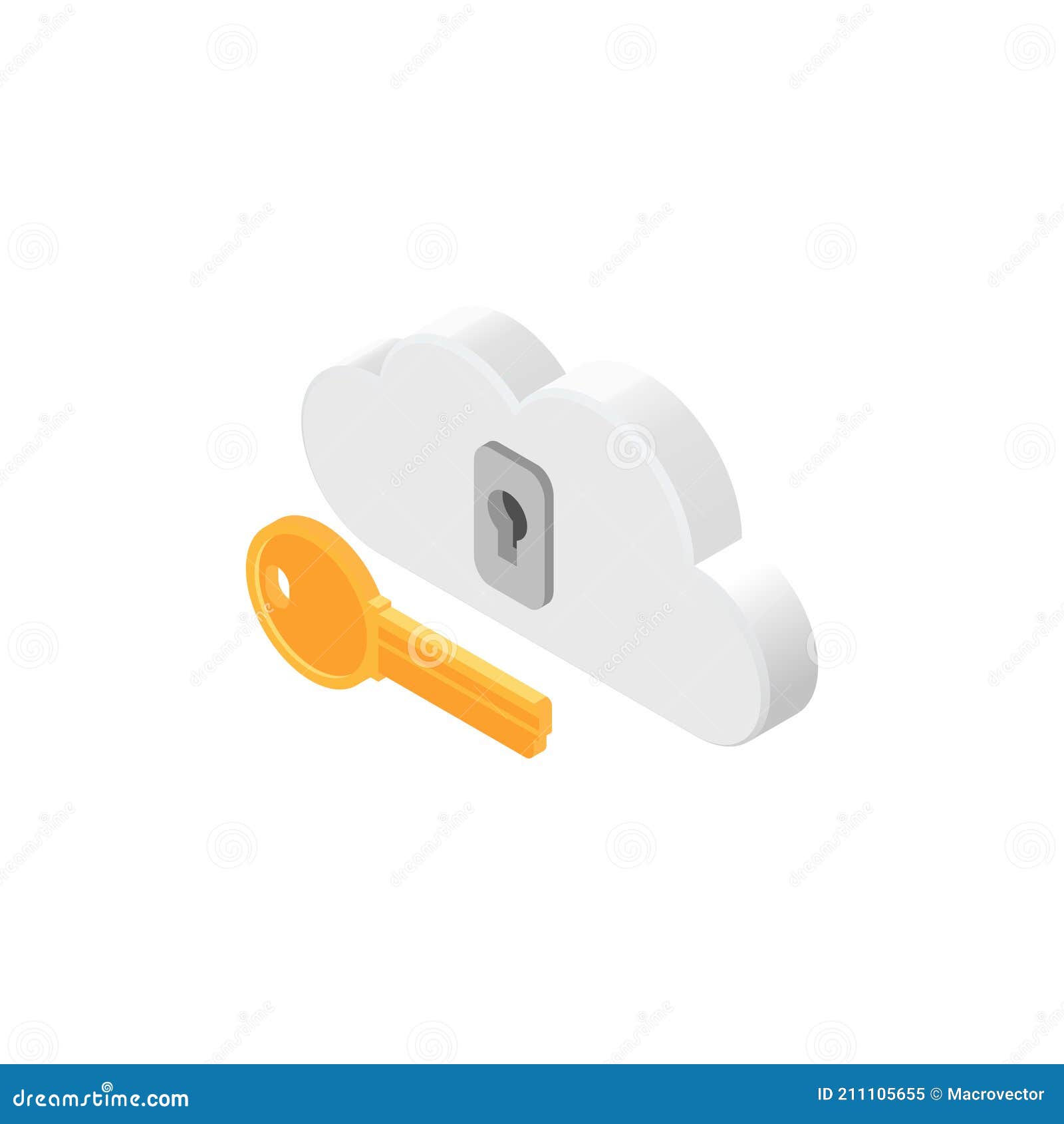 Cloud with Key Composition stock vector. Illustration of design - 211105655
