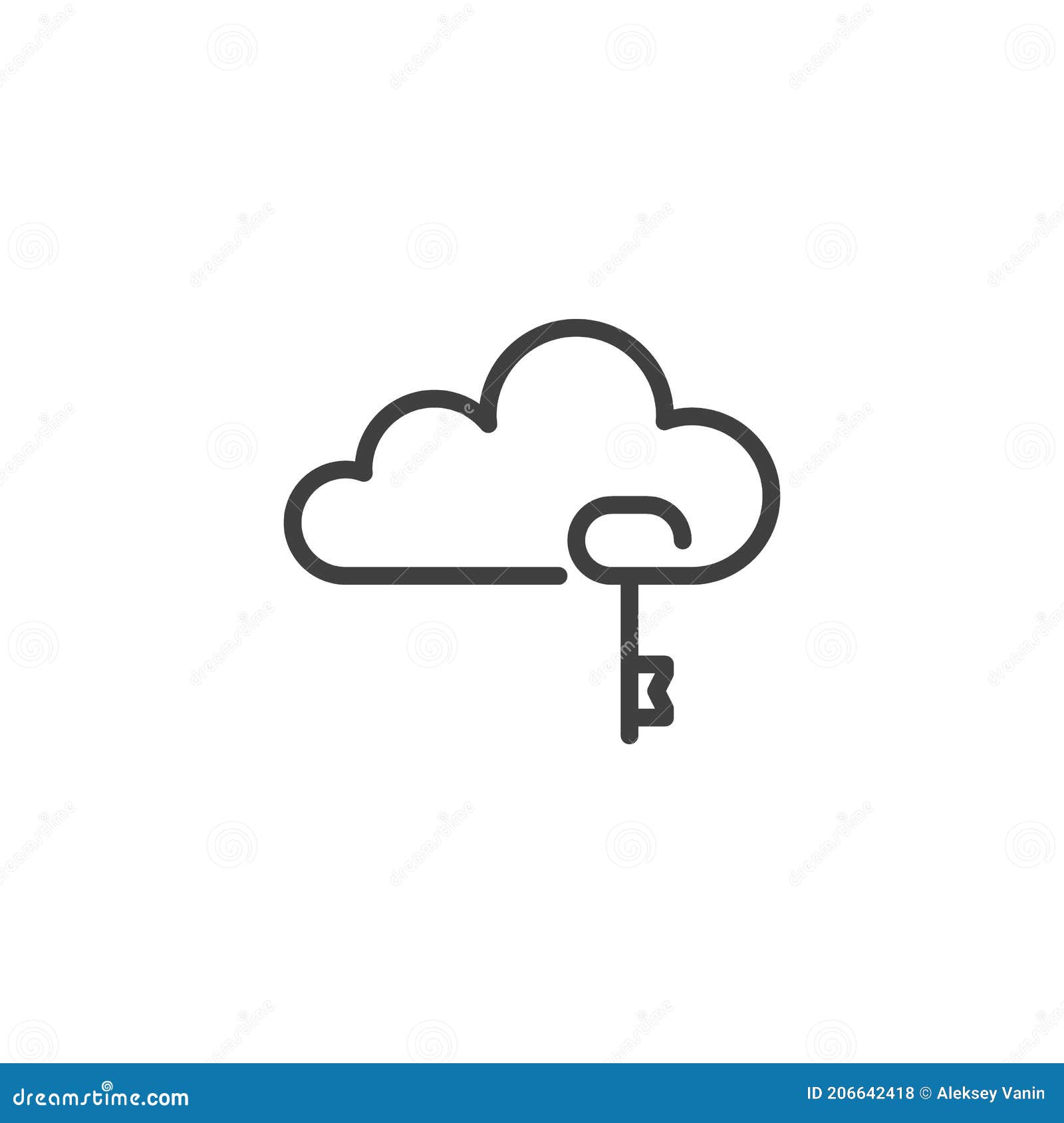 Cloud with key line icon stock illustration. Illustration of security ...