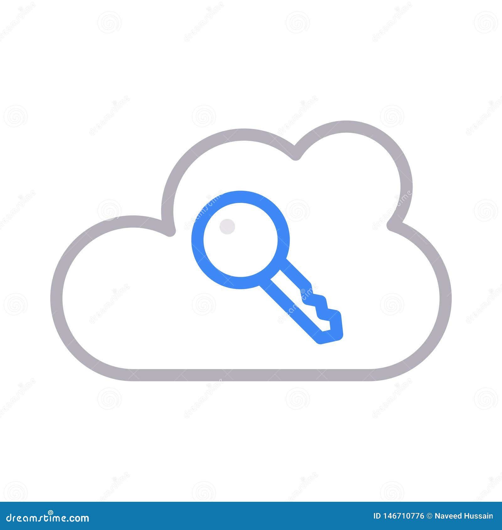 Cloud Key Thin Line Color Vector Icon Stock Vector - Illustration of ...