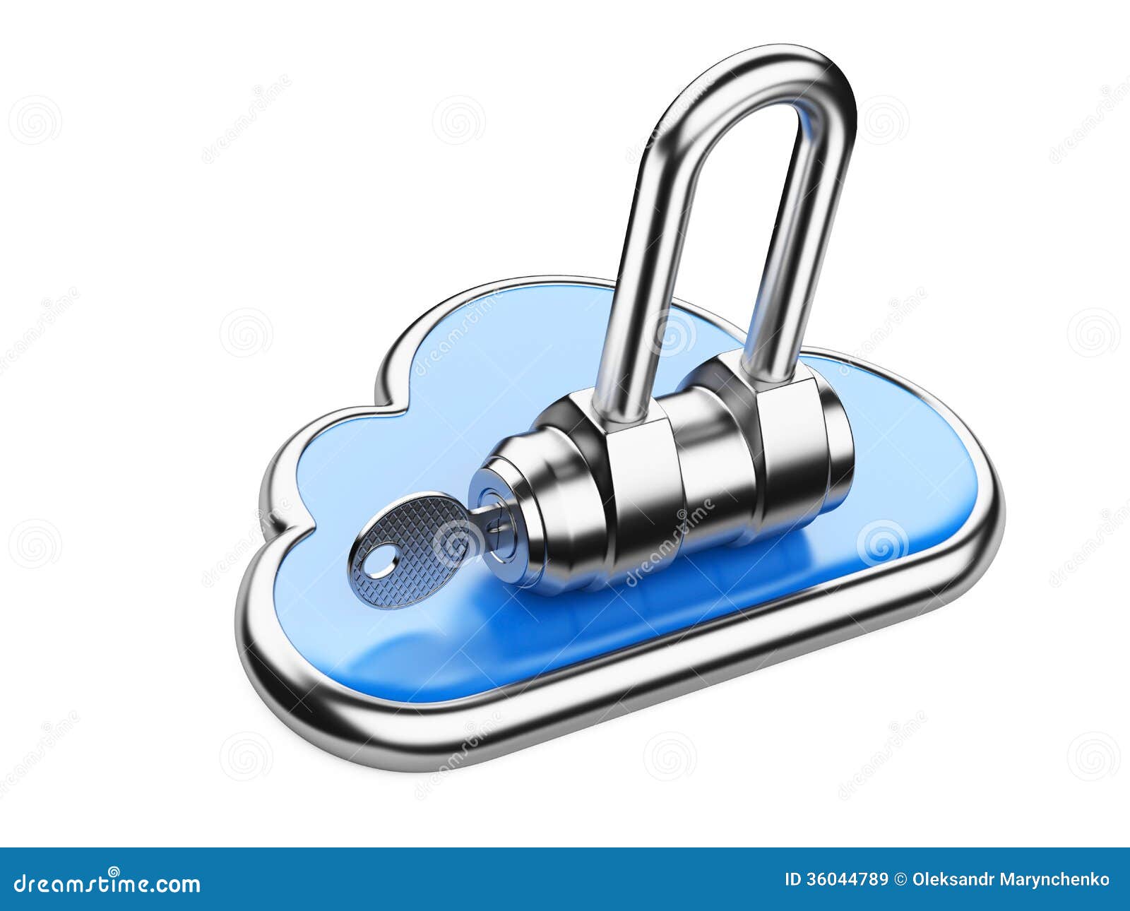 Cloud with Key on White Background. Isolated 3D Image Stock ...