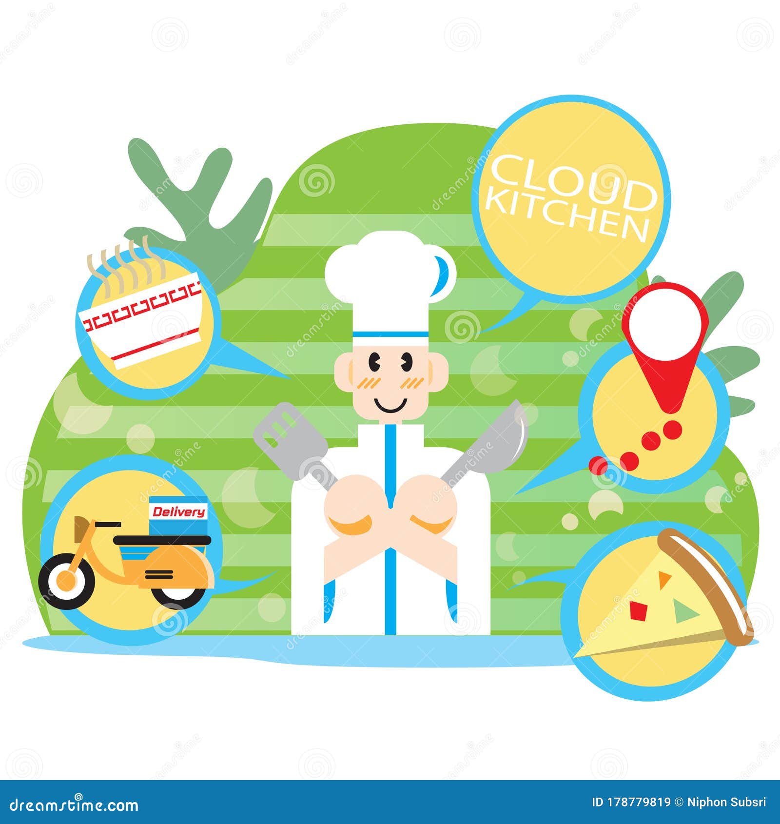 Cloud Kitchen App for Delivery Food Vector Image Technology Content ...