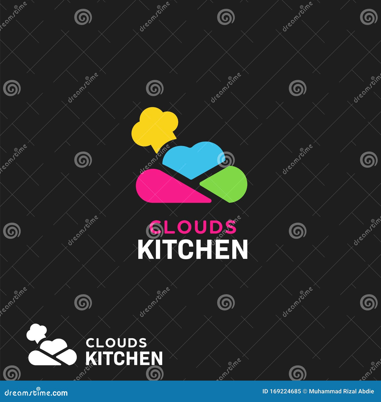 Cloud Kitchen Logo with Colorful Cloud Icon and Chef Hat, Best for ...