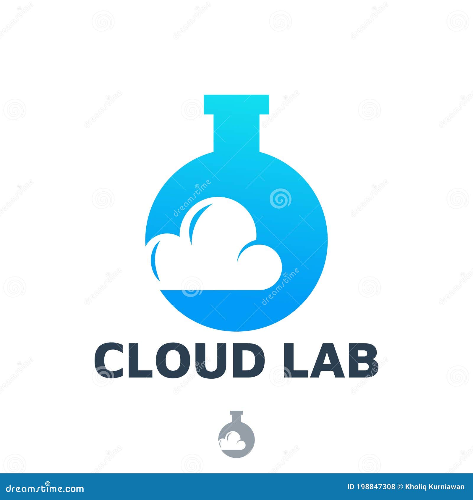 Cloud Lab Negative Space Logo Design Template Stock Vector ...