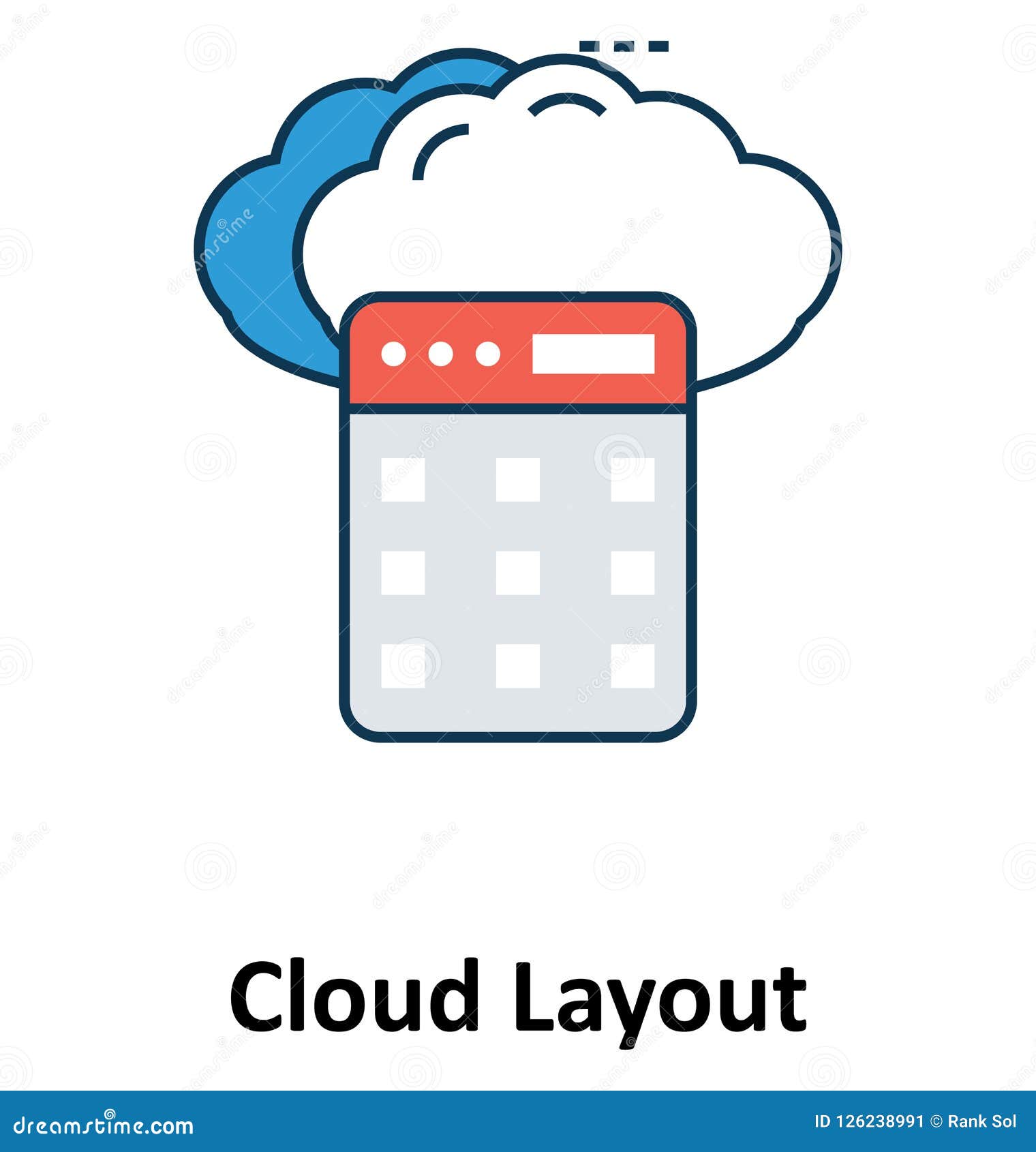 Cloud Layout Isolated and Vector Icon for Technology Stock Vector ...