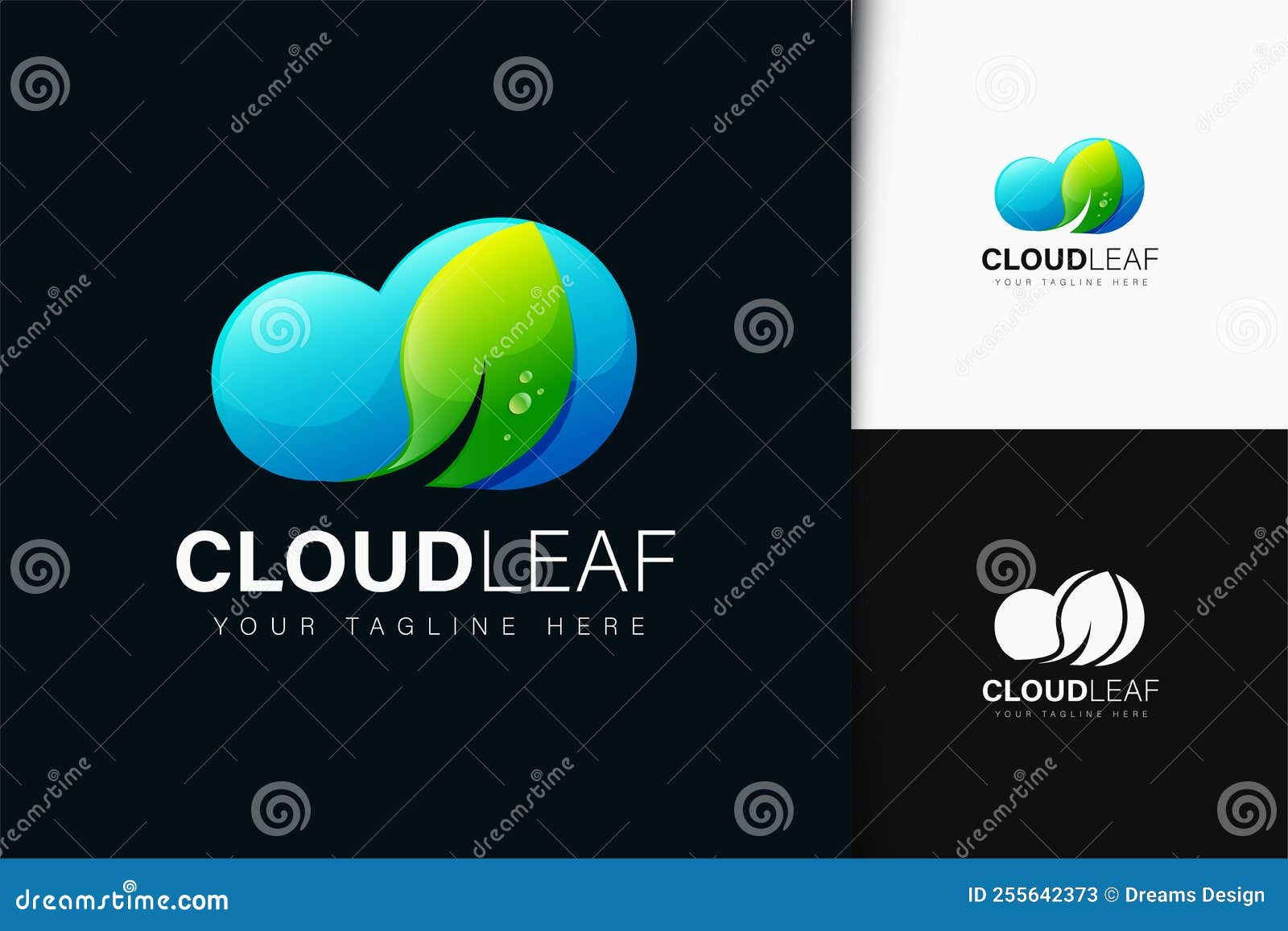 Cloud Leaf Logo Design with Gradient Stock Vector - Illustration of ... Cloud Leaf Logo Design with Gradient Stock Vector - Illustration of ...