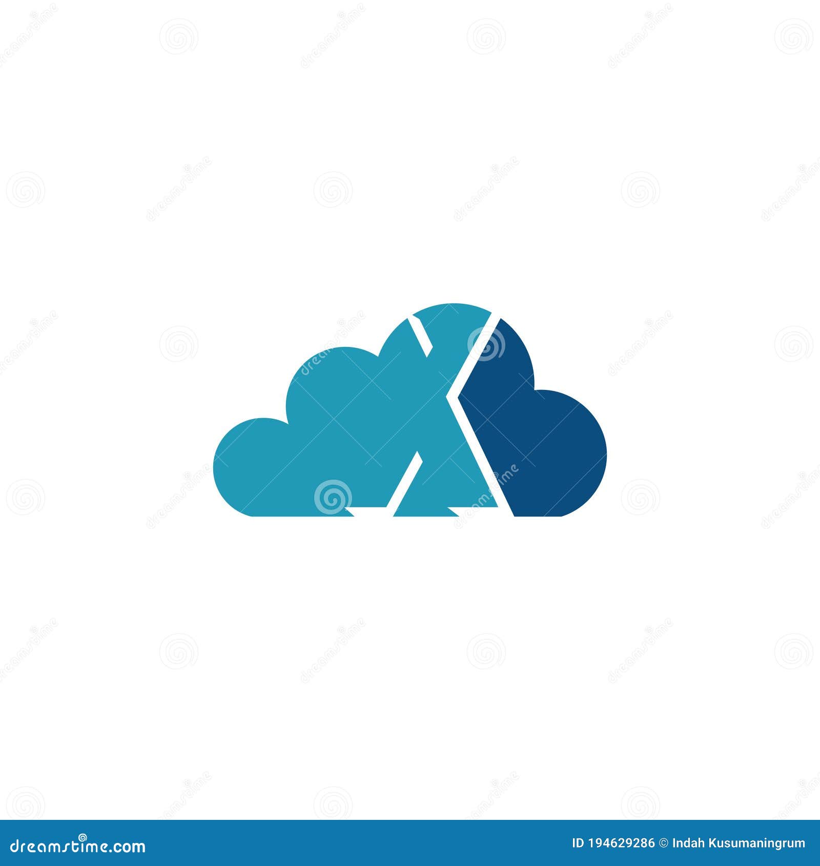 Cloud with Letter X Logo, Icon Flat and Vector Design Template. Stock ...