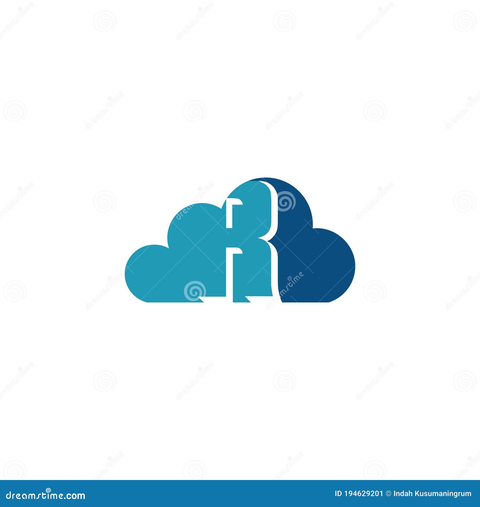 Cloud with Letter R Logo, Icon Flat and Vector Design Template. Stock ...