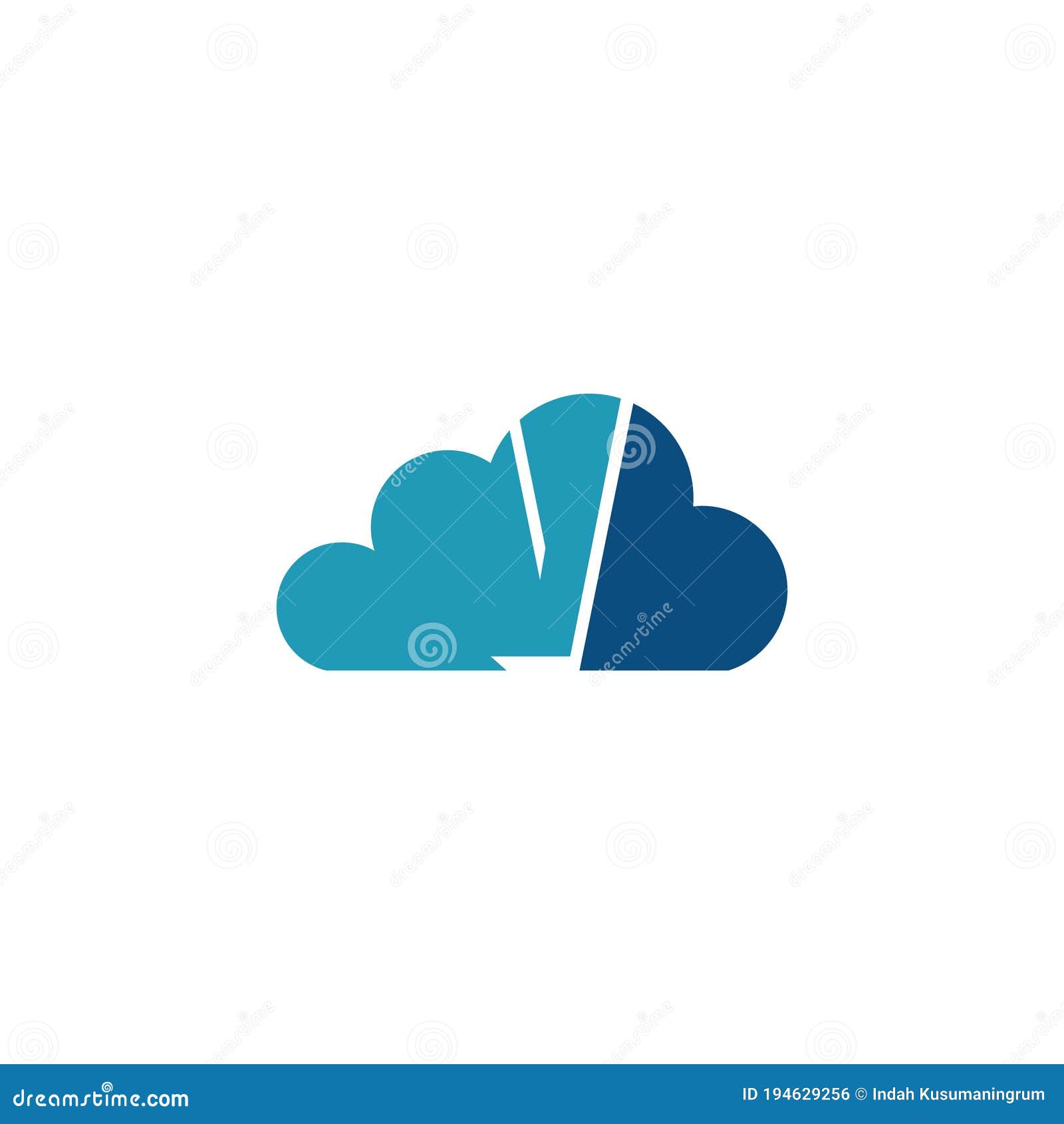 Cloud with Letter V Logo, Icon Flat and Vector Design Template. Stock ...