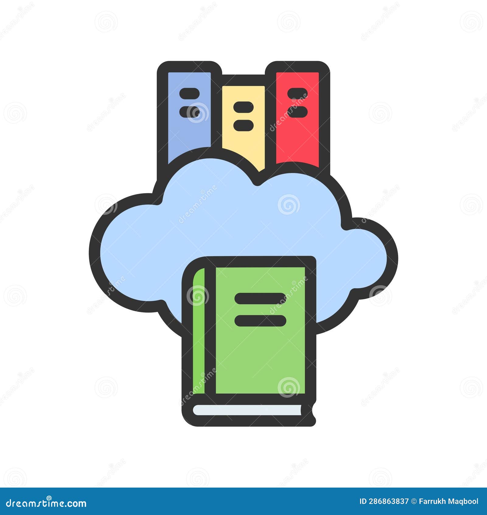 Cloud Library Icon Image. stock vector. Illustration of concept - 286863837