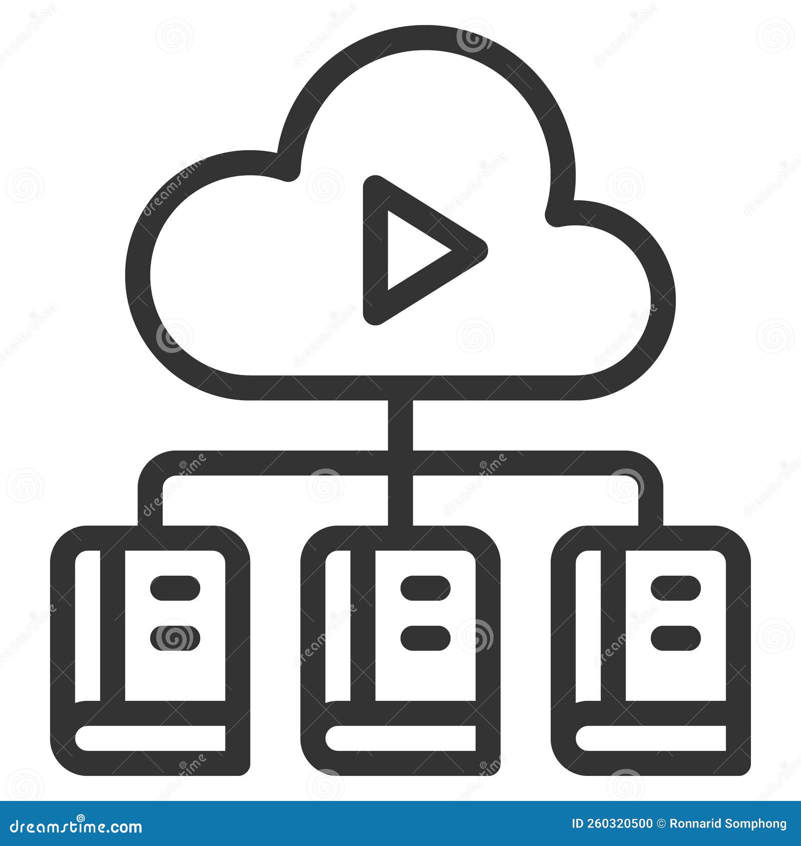 Cloud Library Icon Line Vector Illustration Stock Vector - Illustration ...
