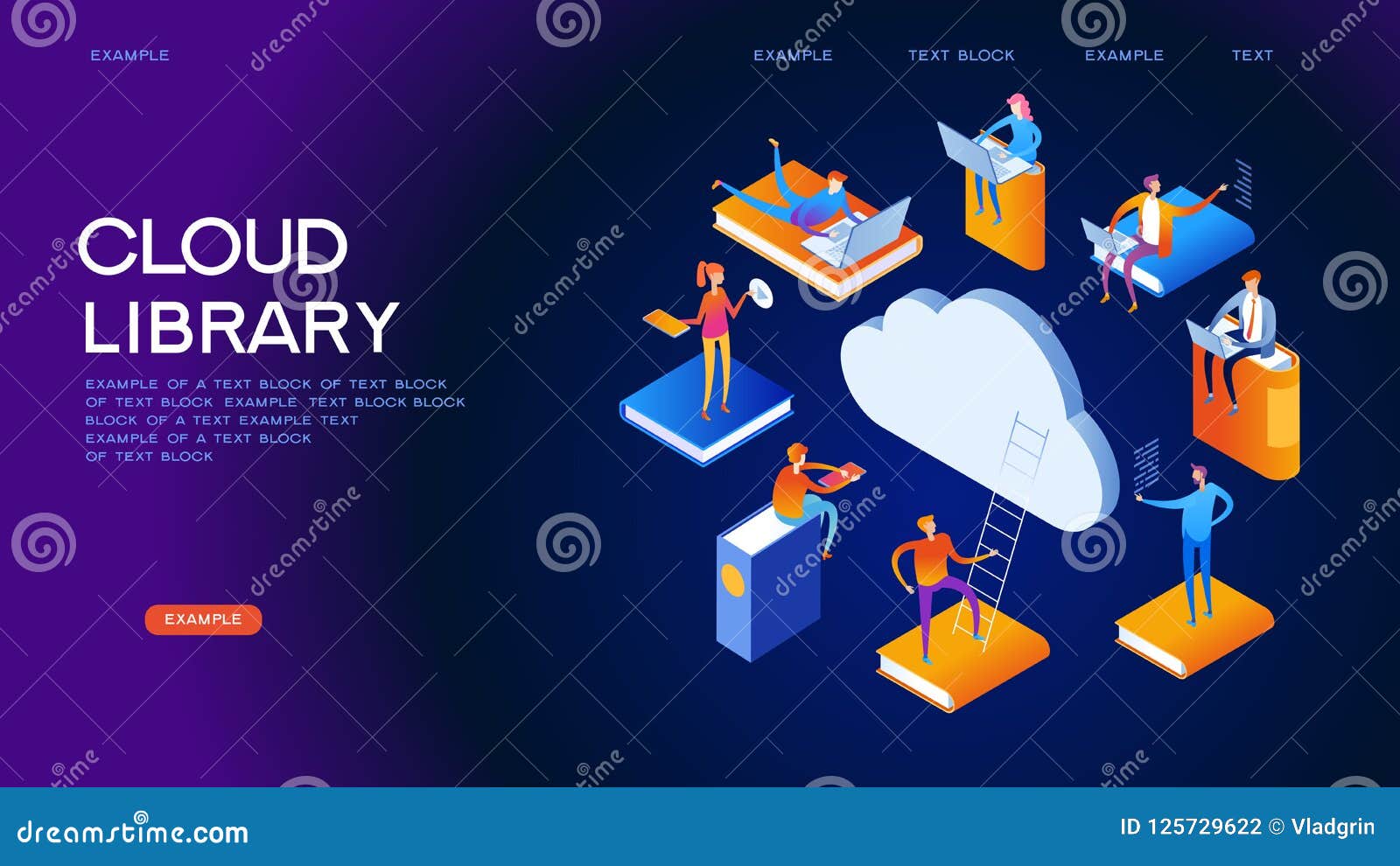 Cloud Library Isometric Concept Banner Stock Vector - Illustration of ...