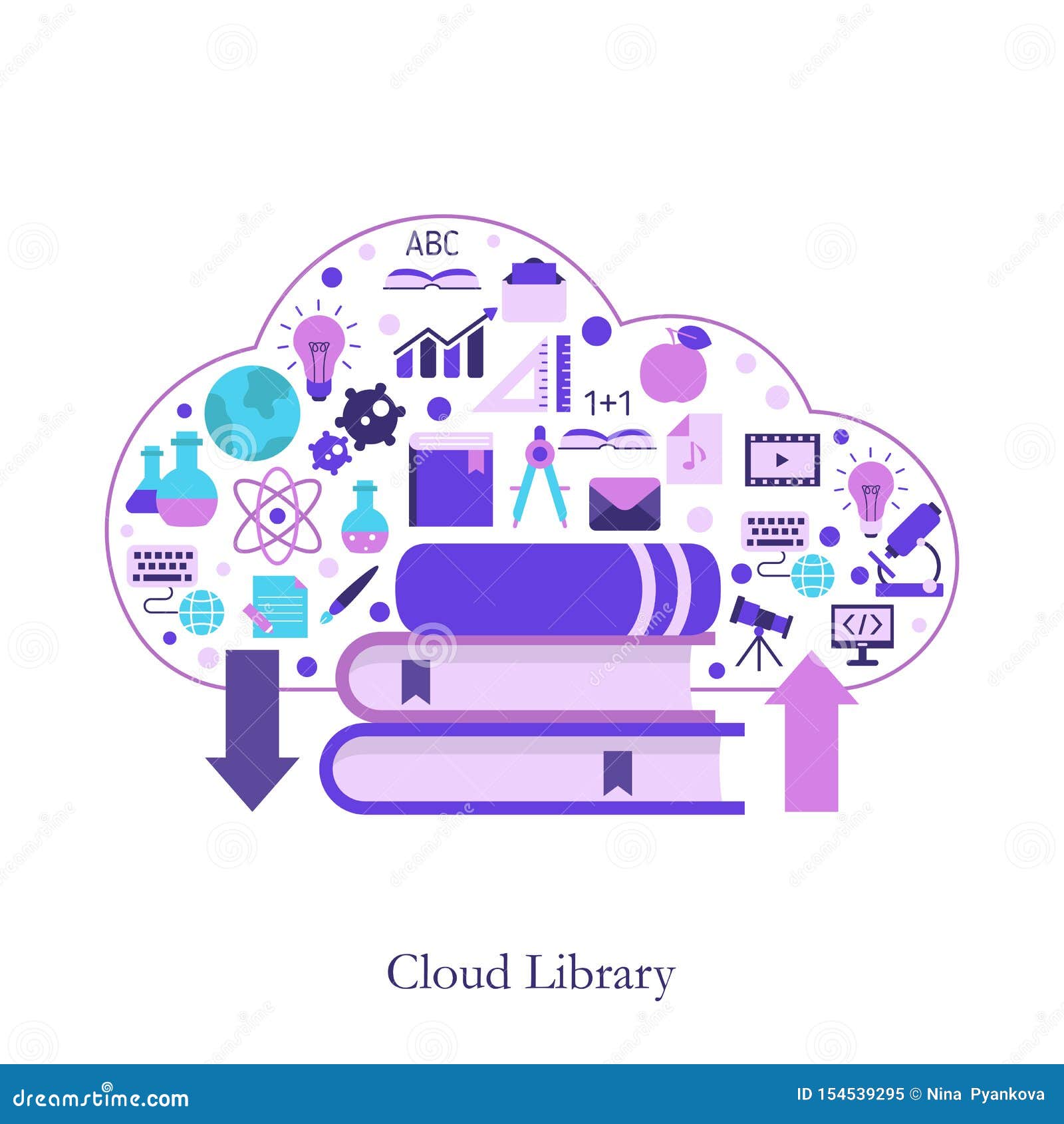 Cloud Library Vector Illustration Stock Vector - Illustration of online ...