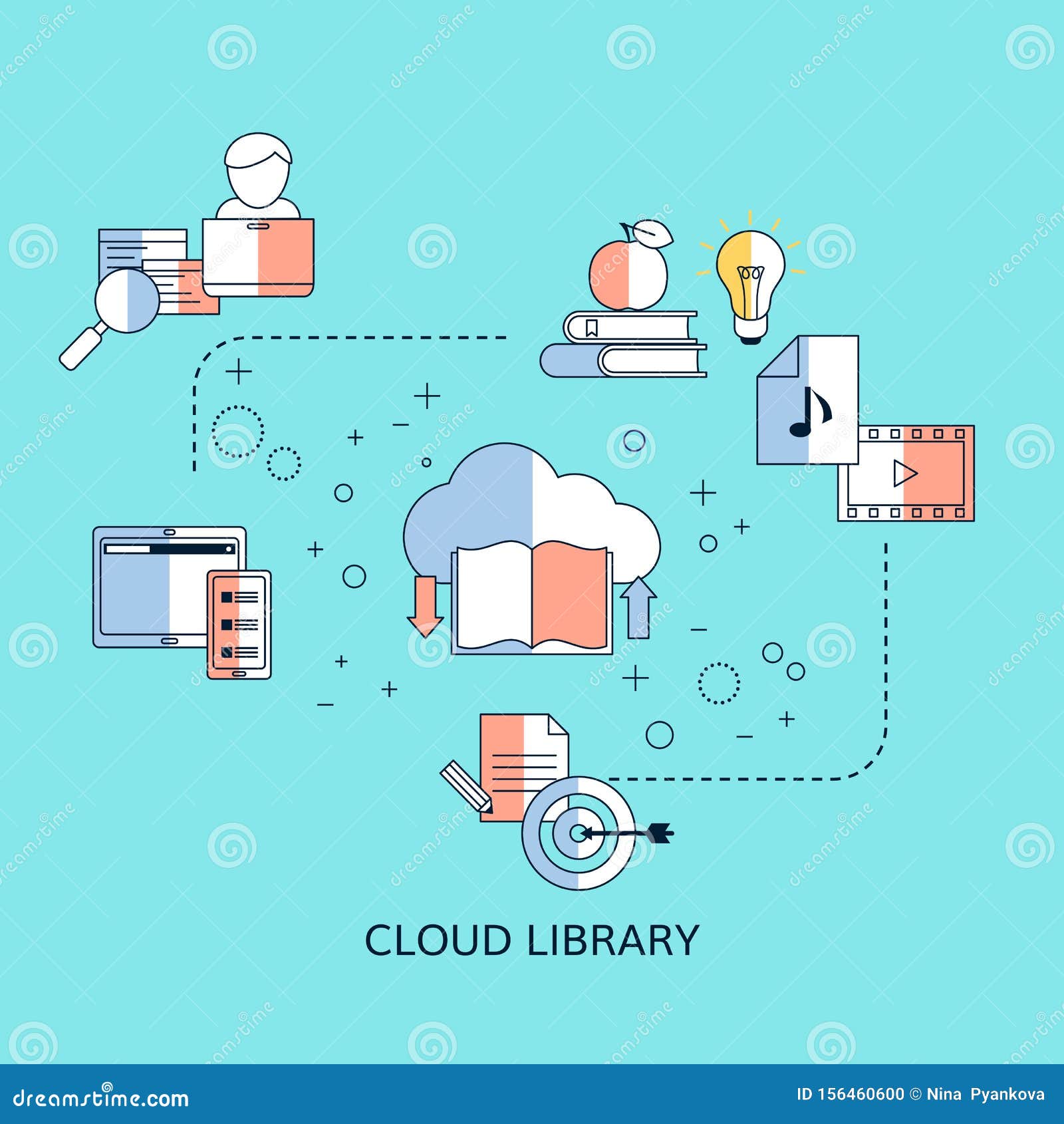 Cloud Library Vector Illustration Stock Vector - Illustration of icon ...