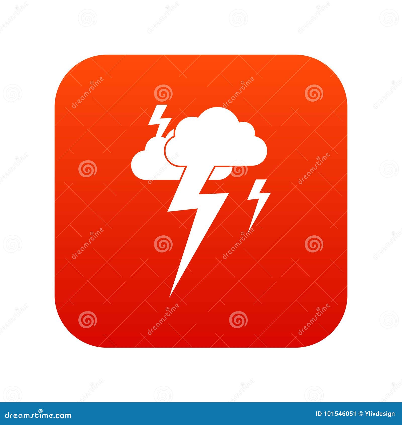 Cloud and Lightning Icon Digital Red Stock Vector - Illustration of ...