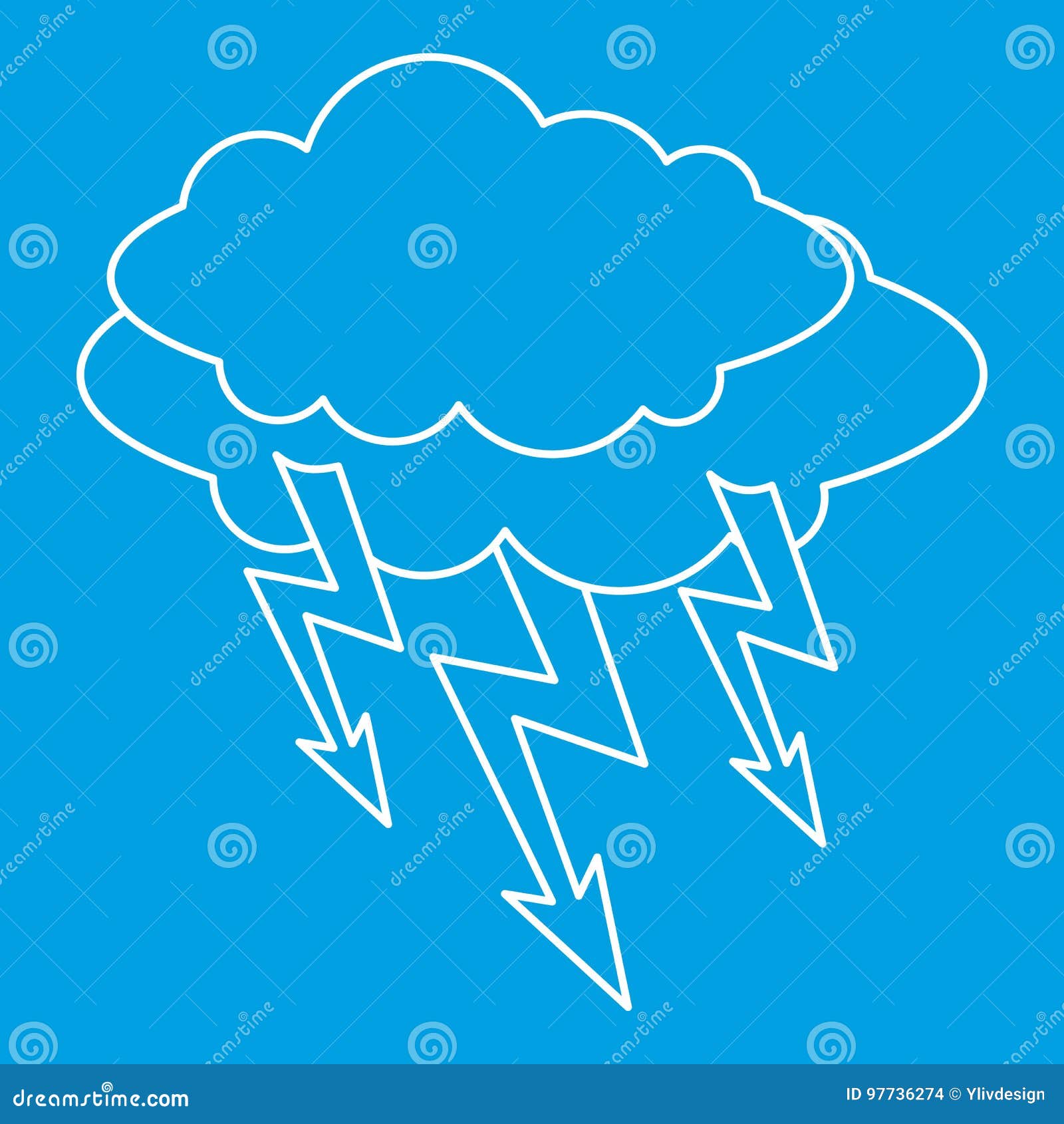 Cloud Lightning Icon, Outline Style Stock Vector - Illustration of ...