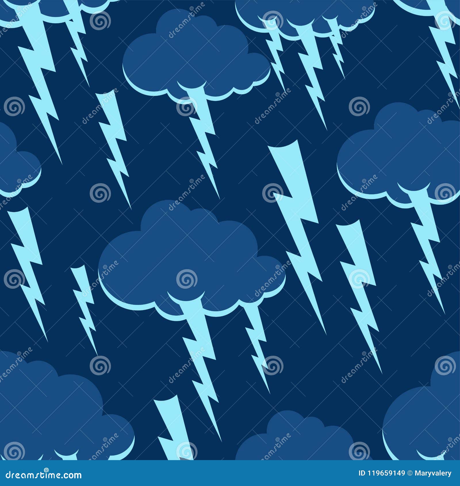 Cloud and Lightning Pattern Seamless. Thunderstorm Background Stock ...