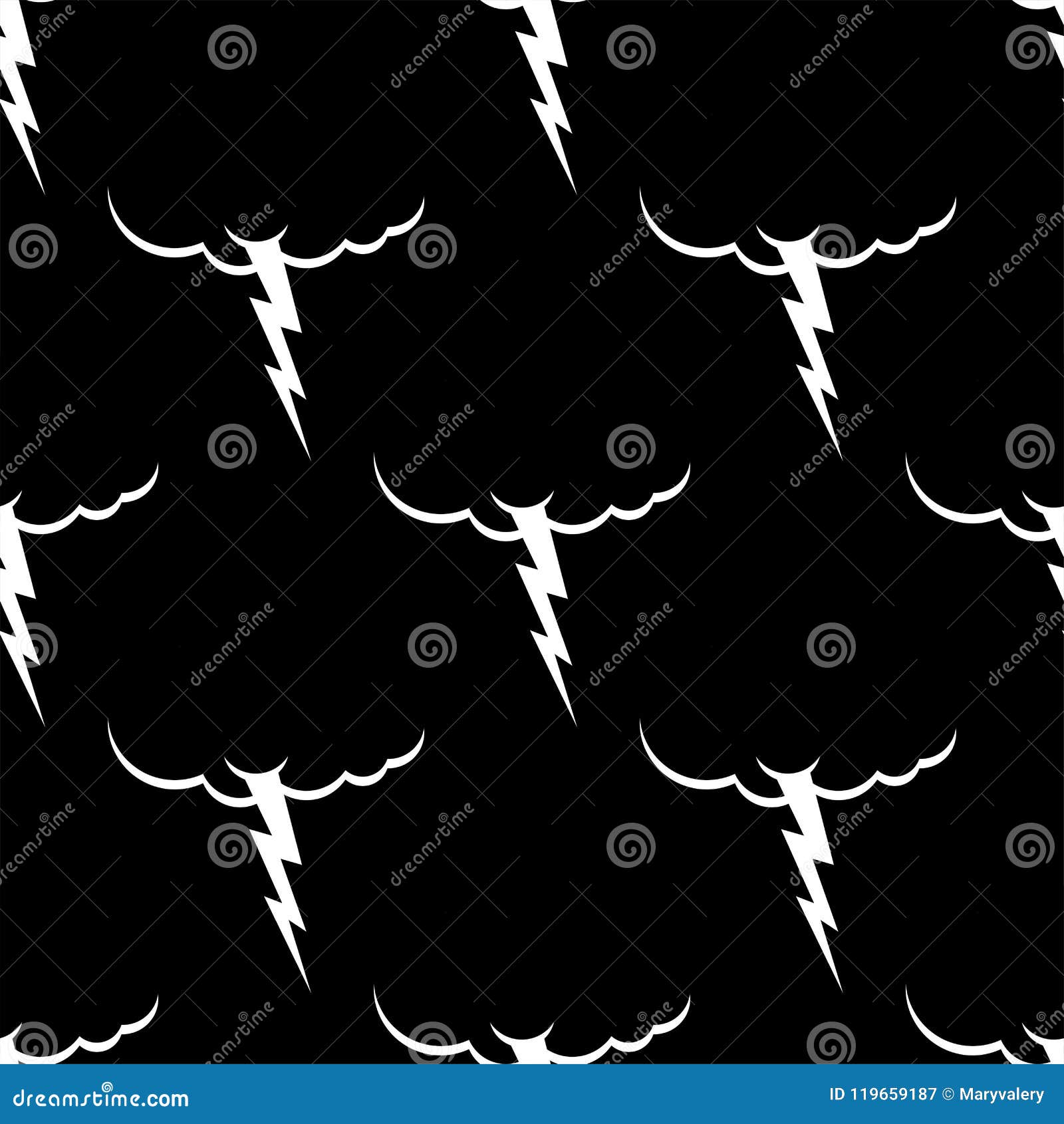 Cloud and Lightning Pattern Seamless. Thunderstorm Background Stock ...