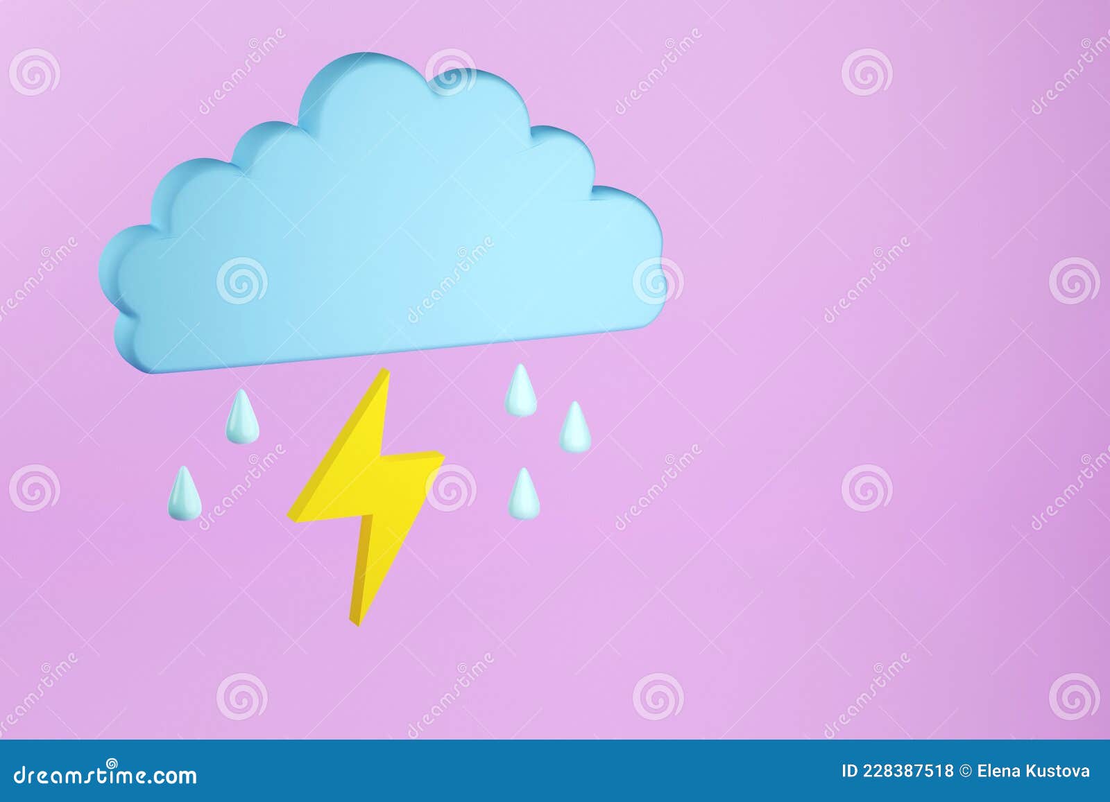 Cloud with Lightning and Rain Drops Icon, 3d Render Stock Illustration ...