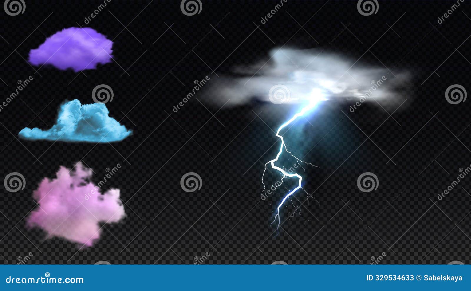 Cloud with Lightning Strikes Thundercloud, Realistic Storm Cloud with ...