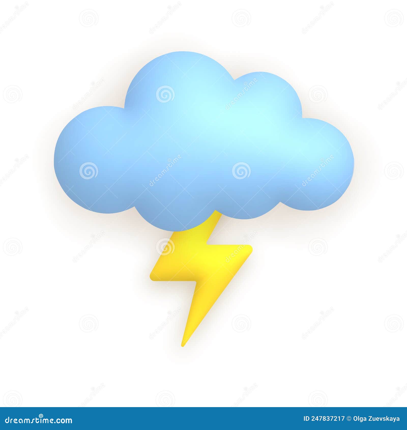 Cloud, Lightning, Thunder. Cute Weather Realistic Icon Stock Vector ...