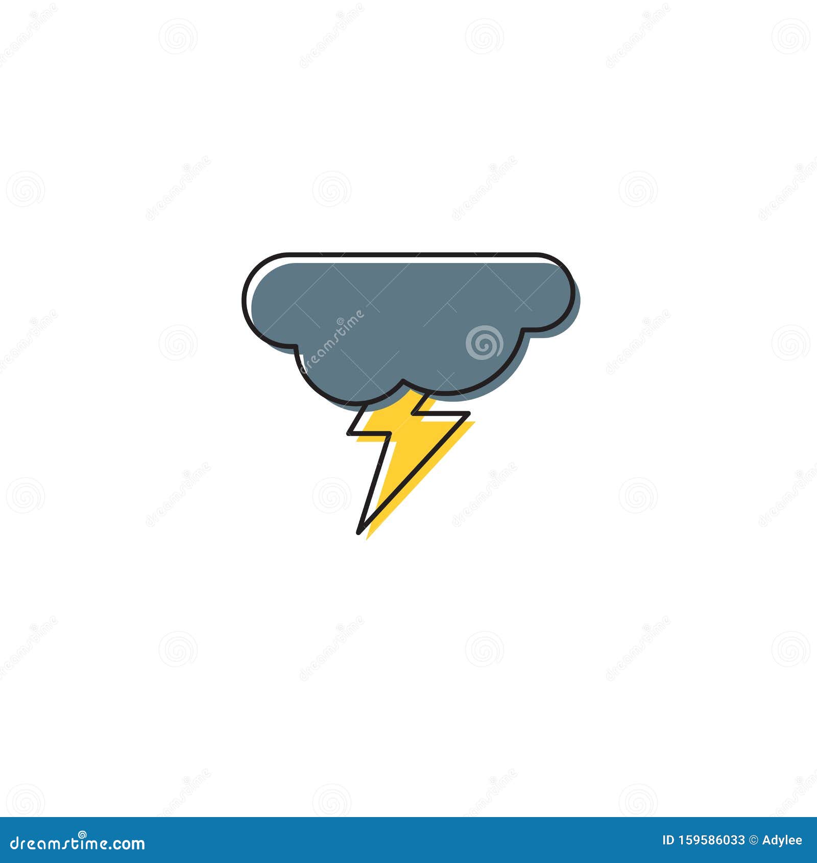 Cloud, Lightning Vector Icon Symbol Weather Isolated on White ...