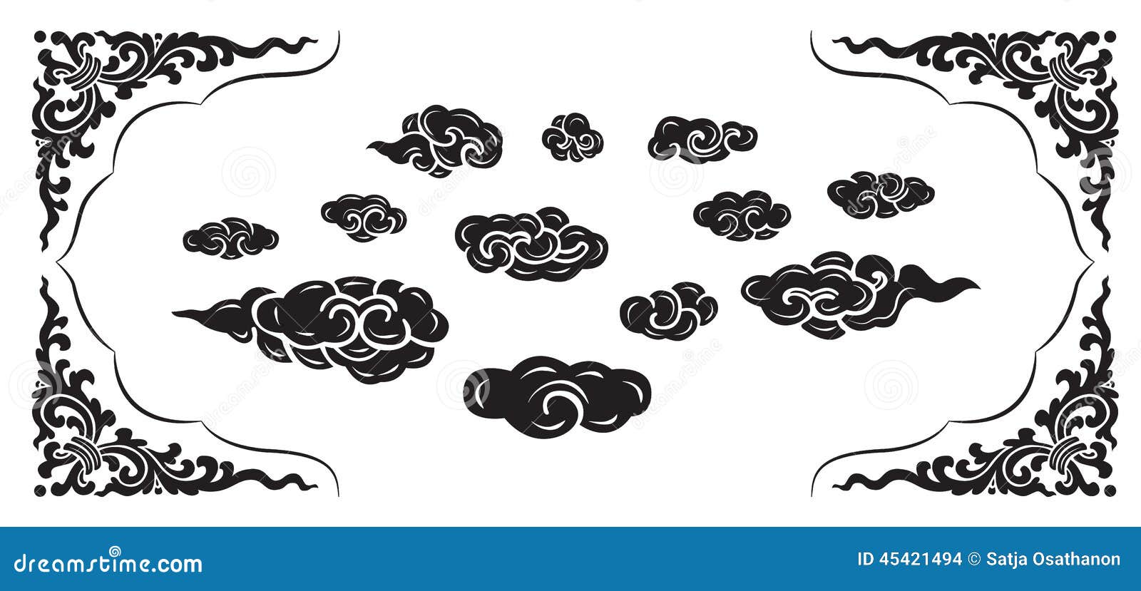 Cloud with line chinese stock vector. Illustration of cloud - 45421494