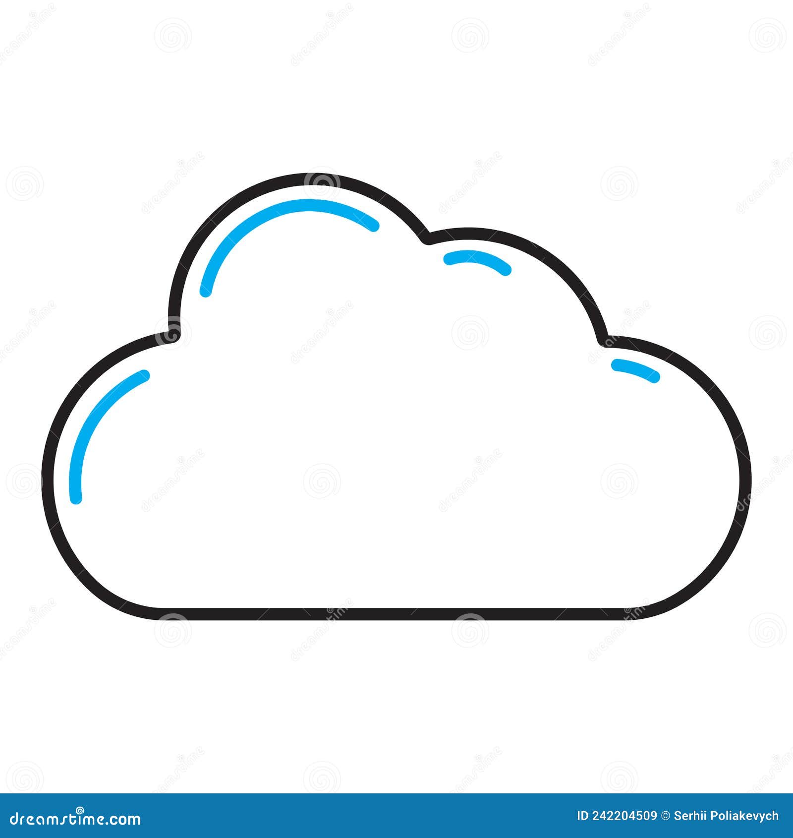 Cloud Line in Flat Style. Internet Technology. Continuous One Line ...