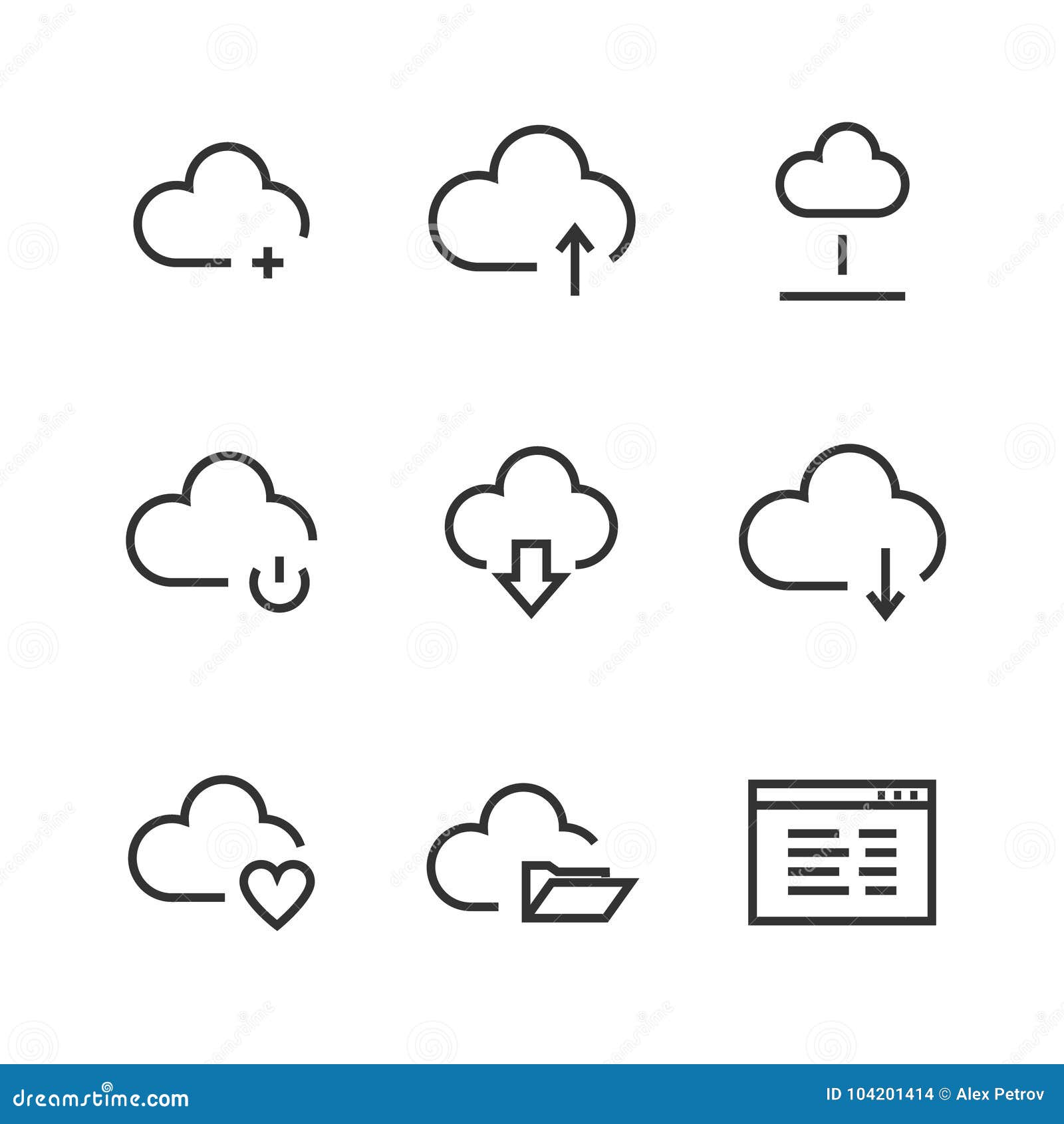 9 cloud line icon stock illustration. Illustration of download - 104201414